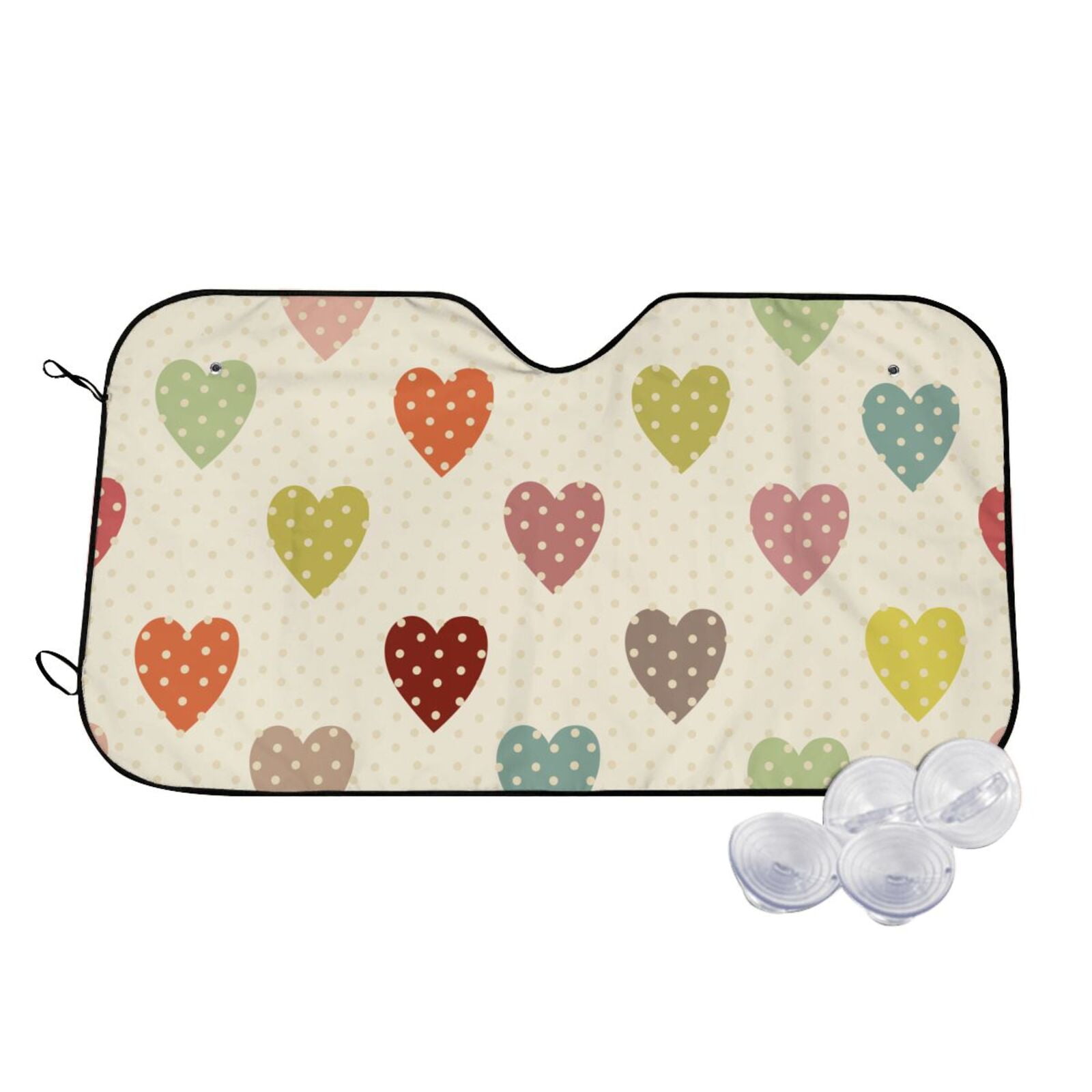 Daiia Heart Polka Dot Windshield Sun Shade for Car SUV Truck (Medium ...