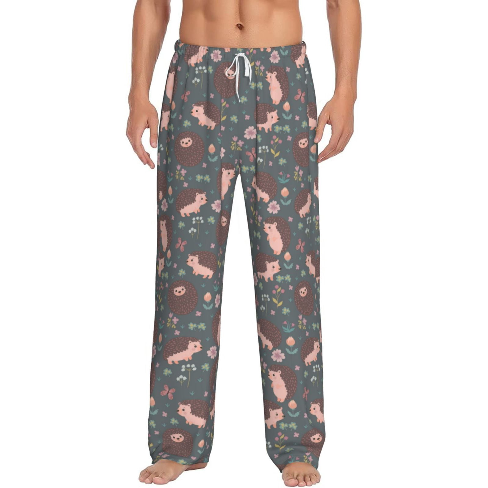 Daiia Hedgehogs and Flowers1 Men's Sleep Pant with Pockets and ...