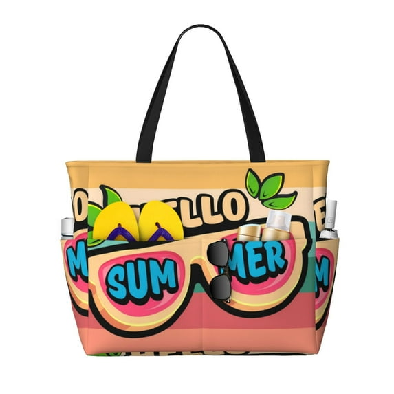 Daiia Hello Summer Beach Travel Bag - Water-Resistant Beach Bag ...