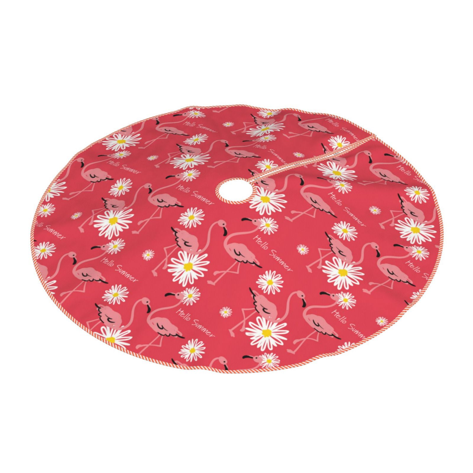 Daiia Hello Summer Flamingo Drawing Merry Christmas Tree Skirt , Xmas ...