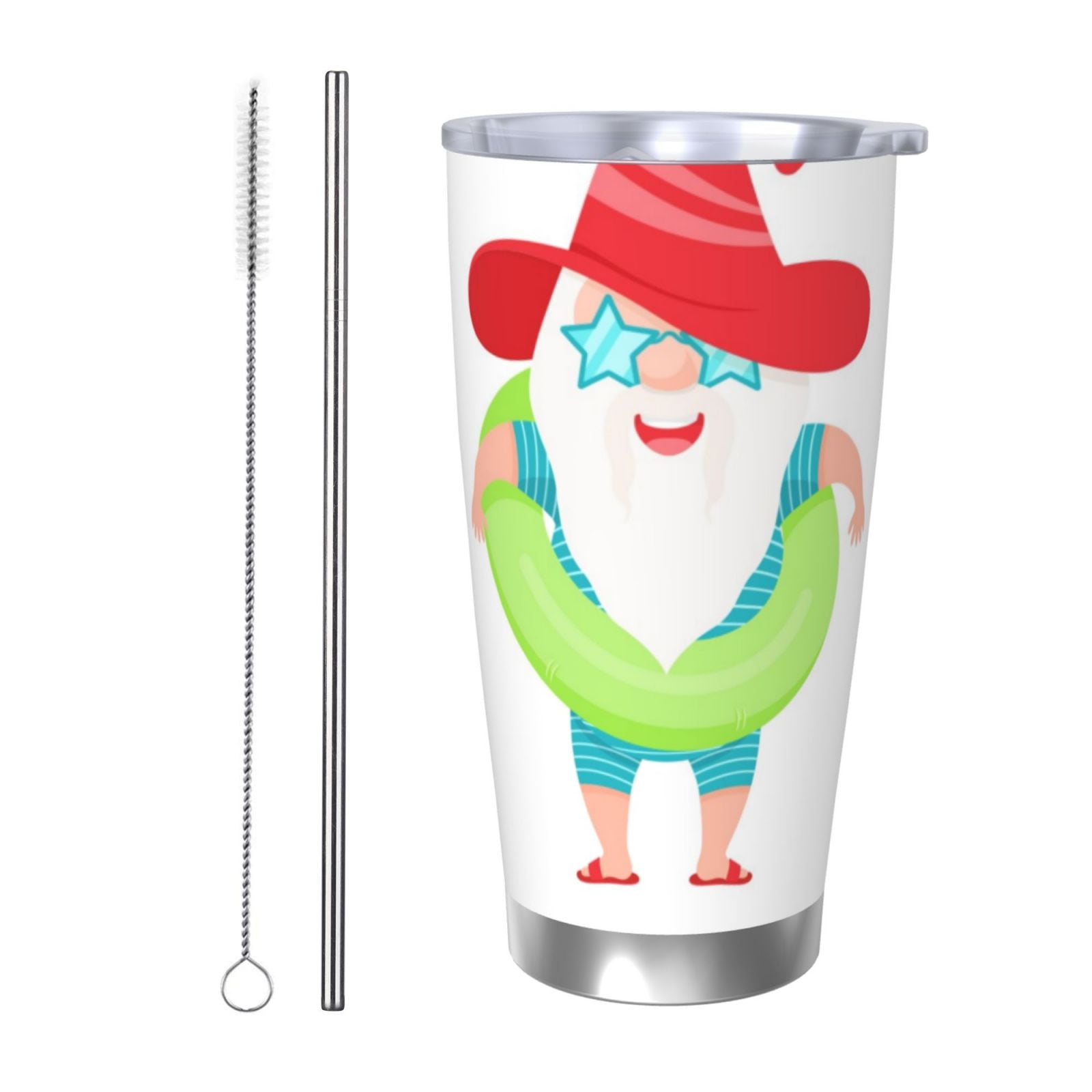 Daiia Hello Summer Gnome 2 Printed 20oz Insulated Coffee Cup with Straw ...