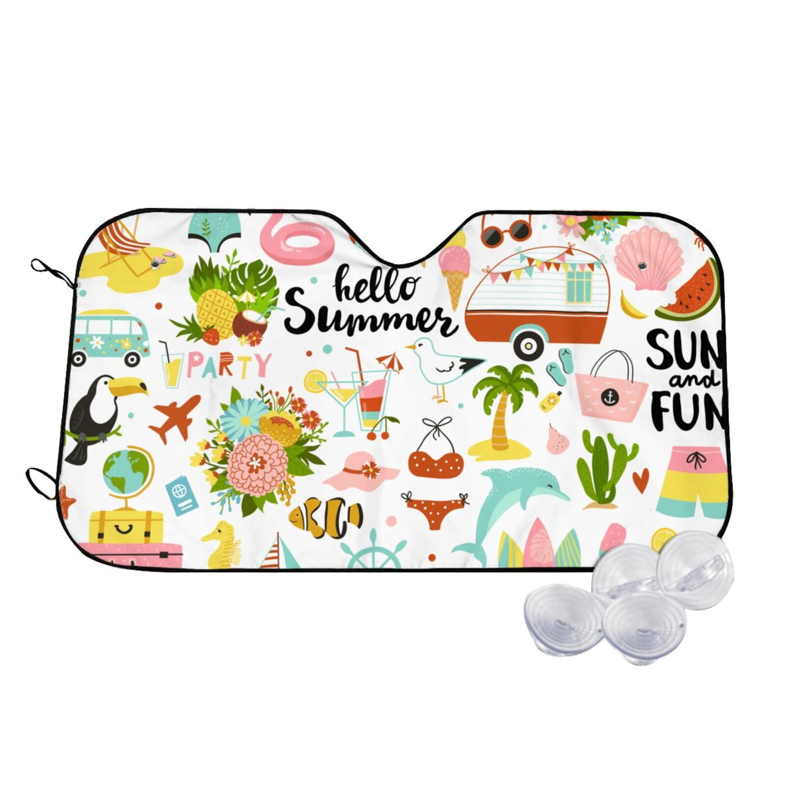 Daiia Hello Summer Windshield Sun Shade for Car SUV Truck (Small ), Car ...