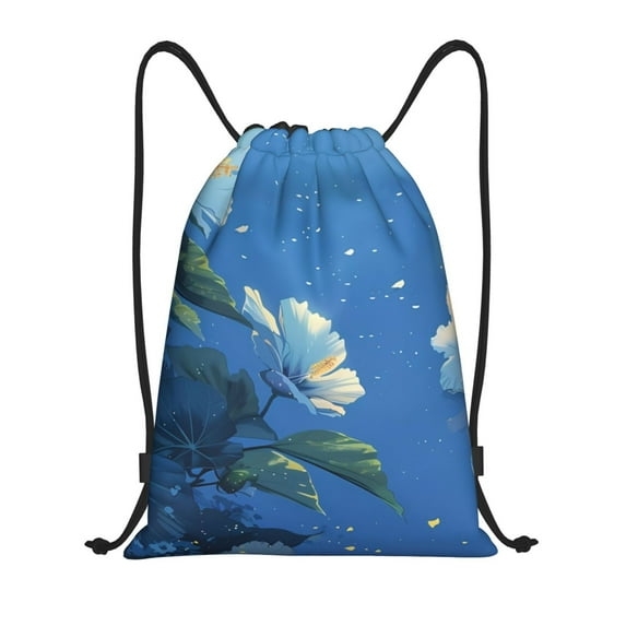Daiia Hibiscus Flowers Calm Water Pattern Drawstring Backpack, Gym Bag ...