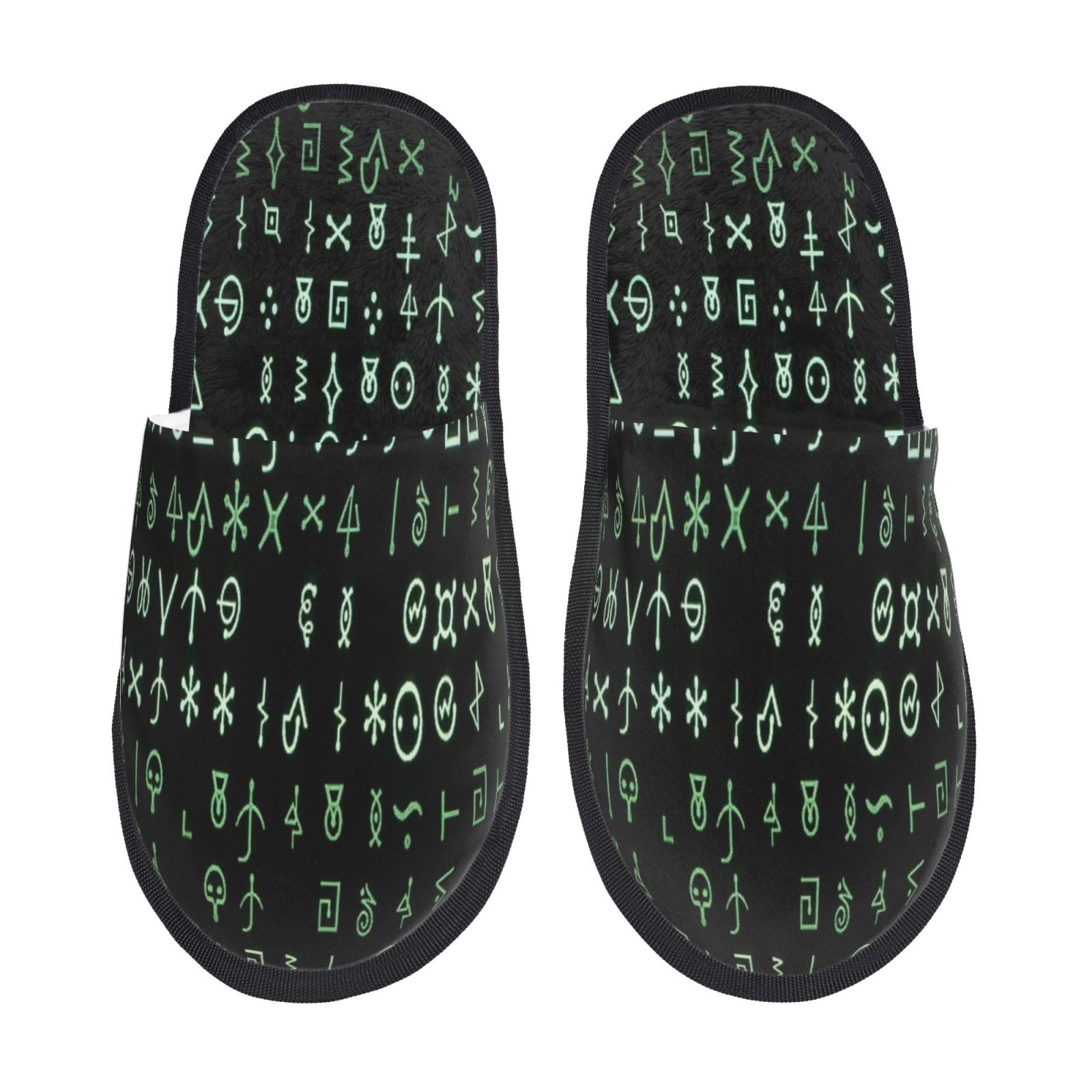 Daiia Hieroglyphic Symbols Pattern Furry Slippers for Women and Men ...