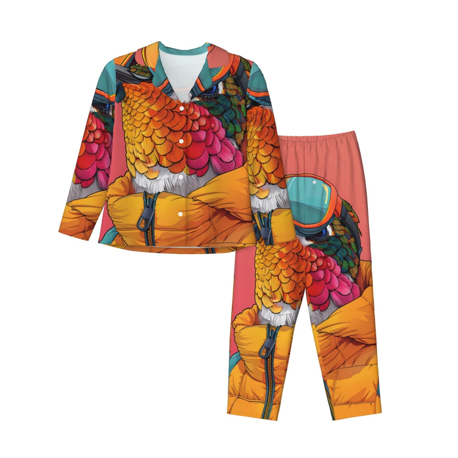 Daiia Hip Hummingbird In Jacket for Women's Long-Sleeved Pajama Set ...