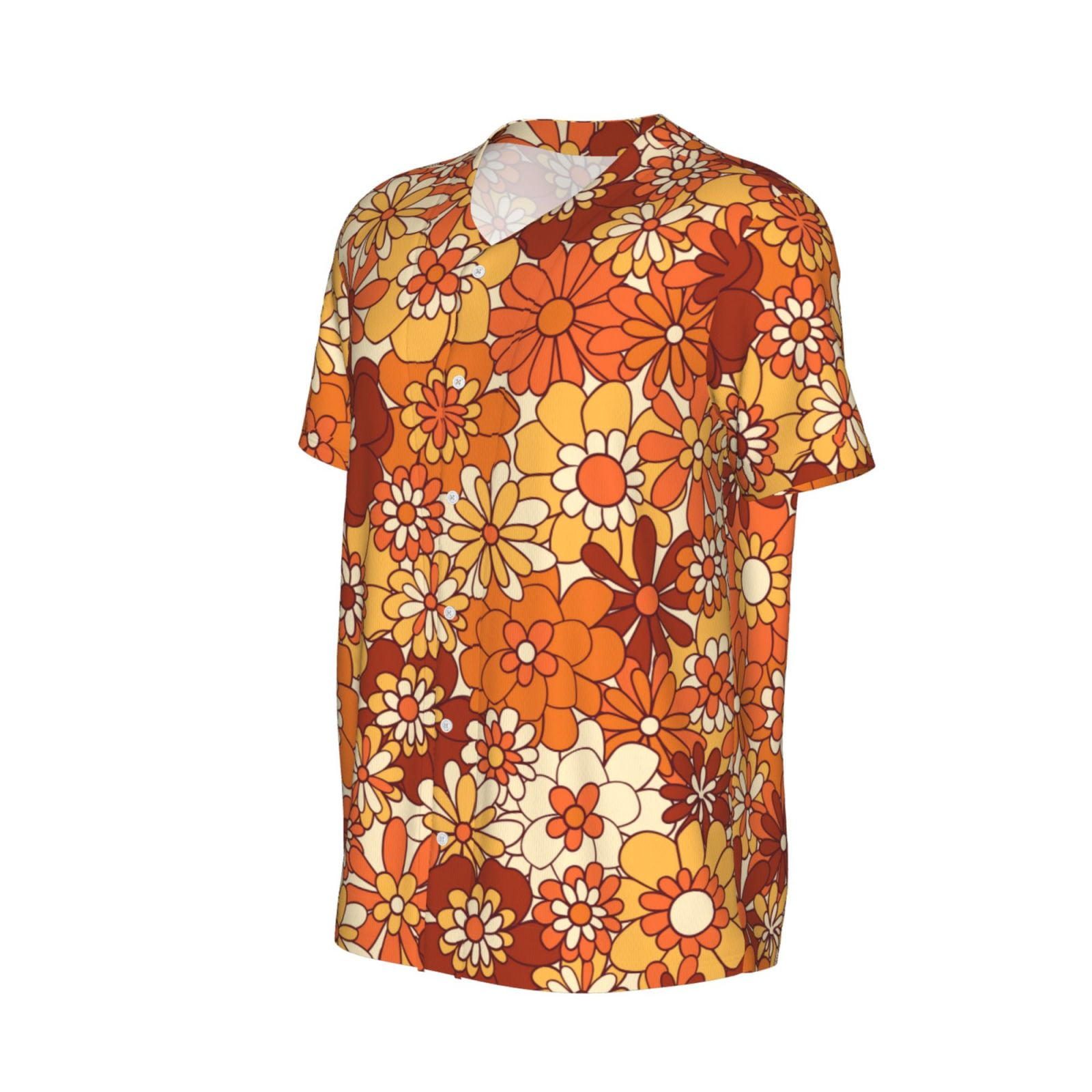 Daiia Hippie Flower Mens Baseball Jersey Button Down Shirts Short ...