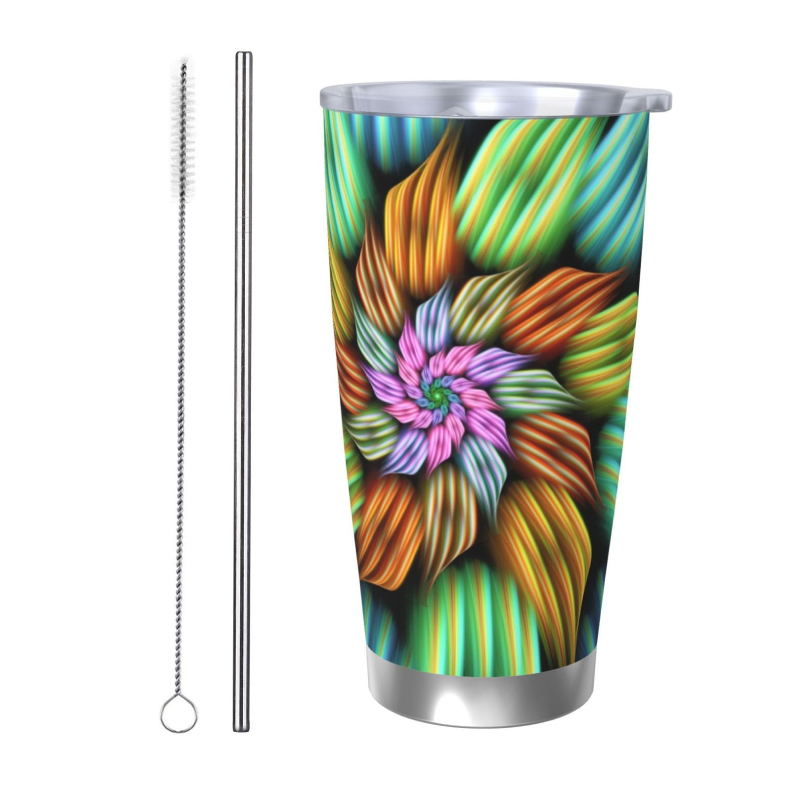 Daiia Hippie Style Printed 20oz Insulated Coffee Cup with Straw Topper ...