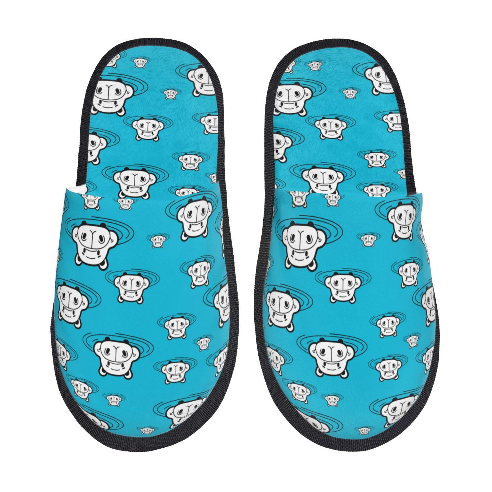Daiia Hippo In Water Head Pattern Furry Slippers for Women and Men ...