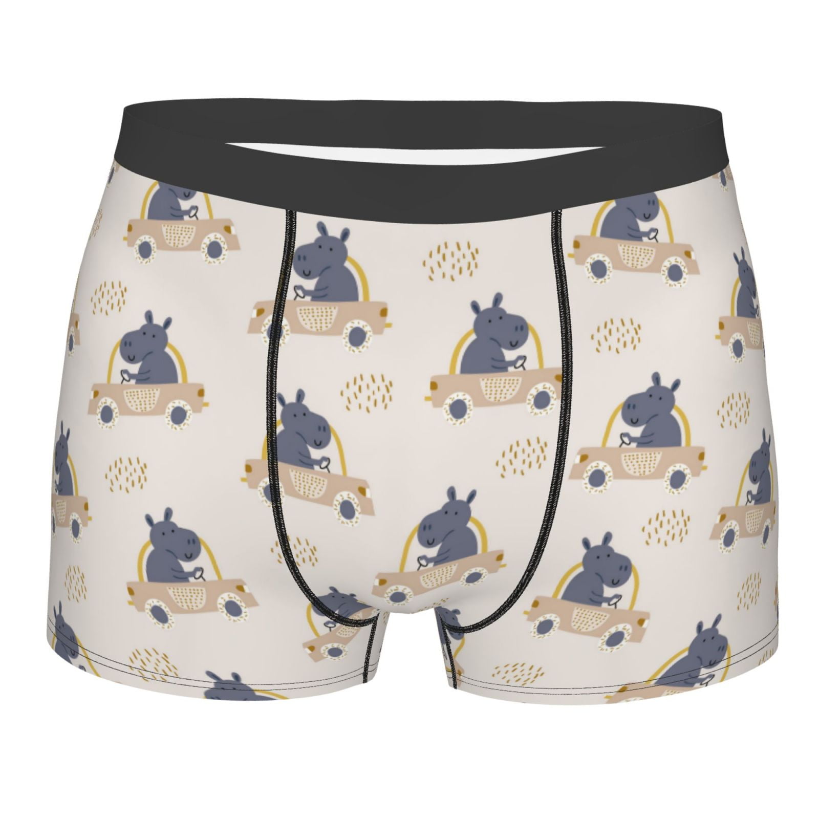 Daiia Hippos Driving A Car Men's Underwear Boxer Briefs, Cotton Stretch ...