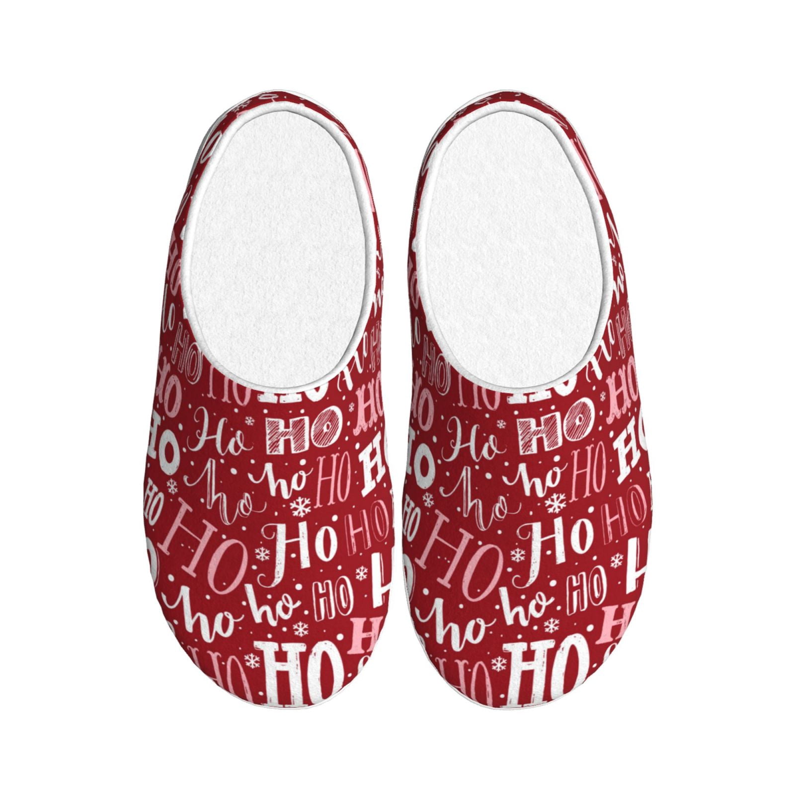 Daiia Ho Funny Christmas Print Women’s Fuzzy Slippers Memory Foam ...
