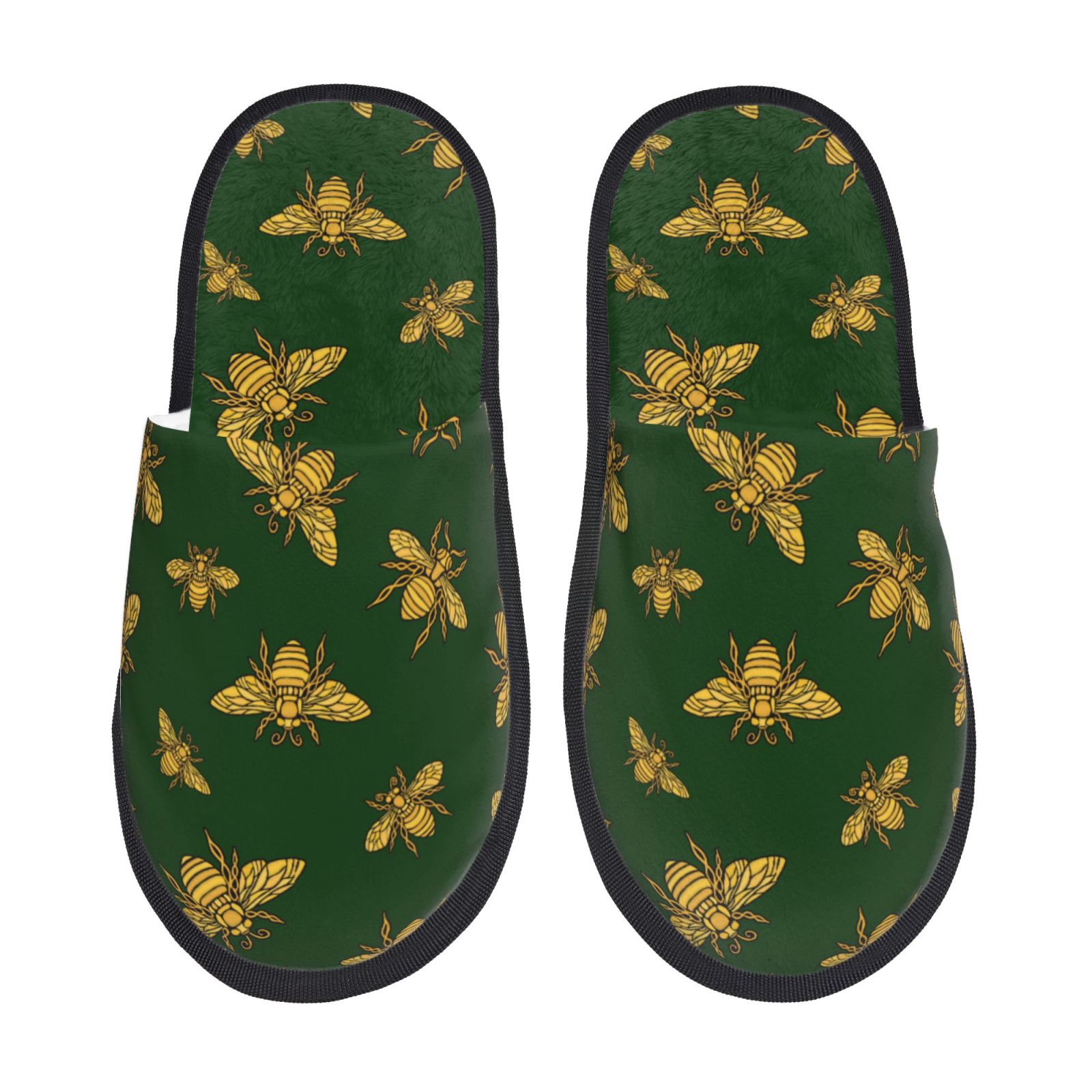 Daiia Hohey Bee Pattern Furry Slippers for Women and Men, Soft Plush ...