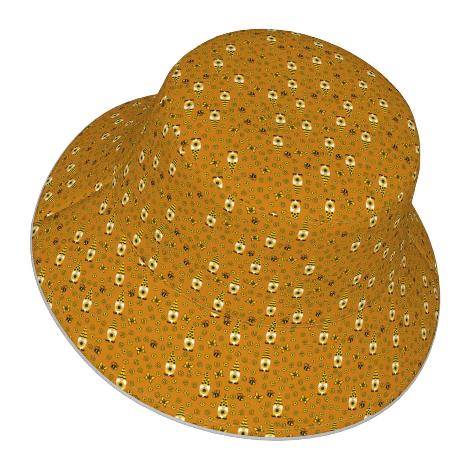 Daiia Honey Bee Gnomes Pattern Bucket Hat - Trendy Cotton Sun Hat for ...