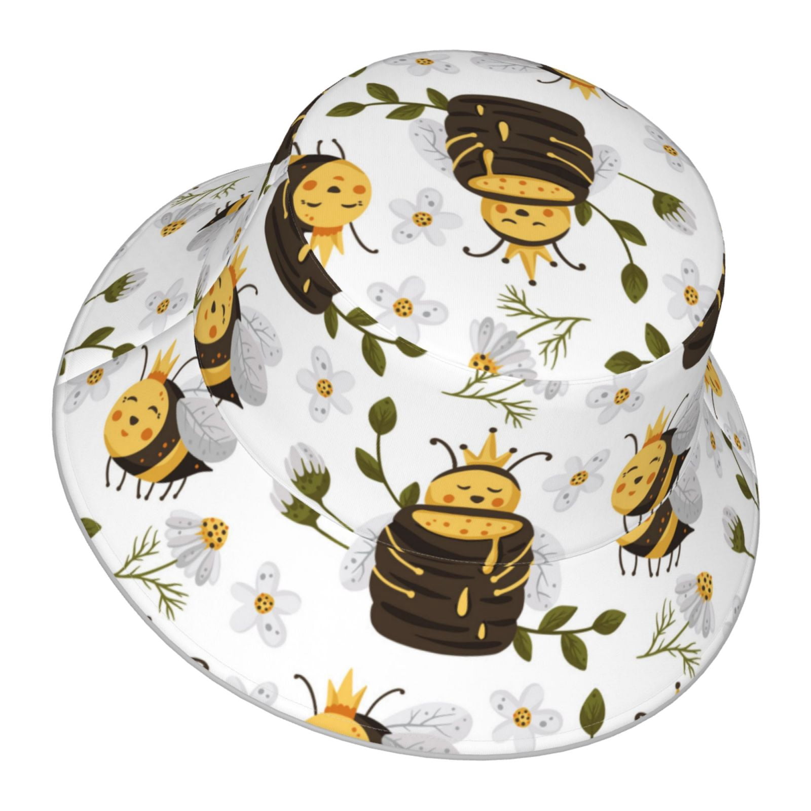 Daiia Honey Bee Insect Pattern Bucket Hat - Trendy Cotton Sun Hat for ...