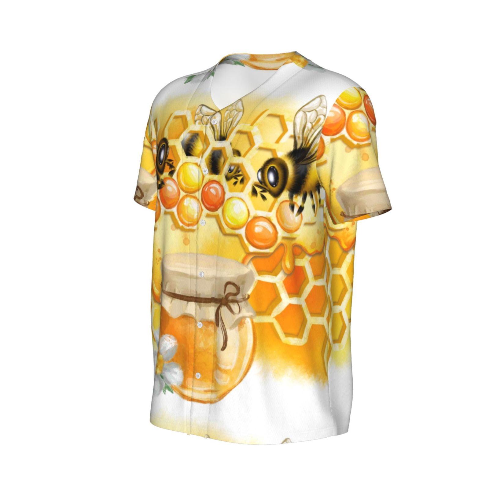 Daiia Honey Bee Mens Baseball Jersey Button Down Shirts Short Sleeve ...