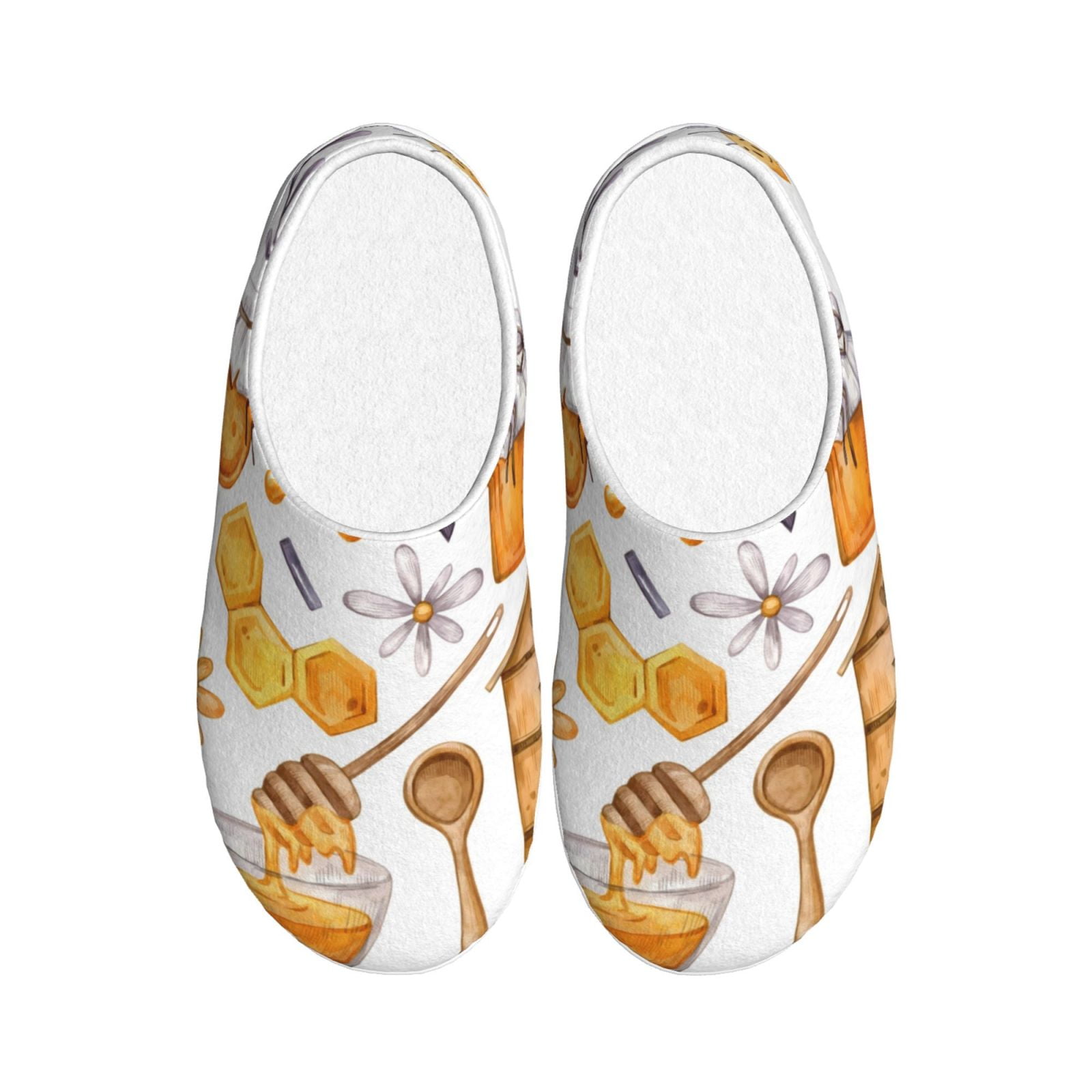 Daiia Honey Bee Set Print Women’s Fuzzy Slippers Memory Foam ...