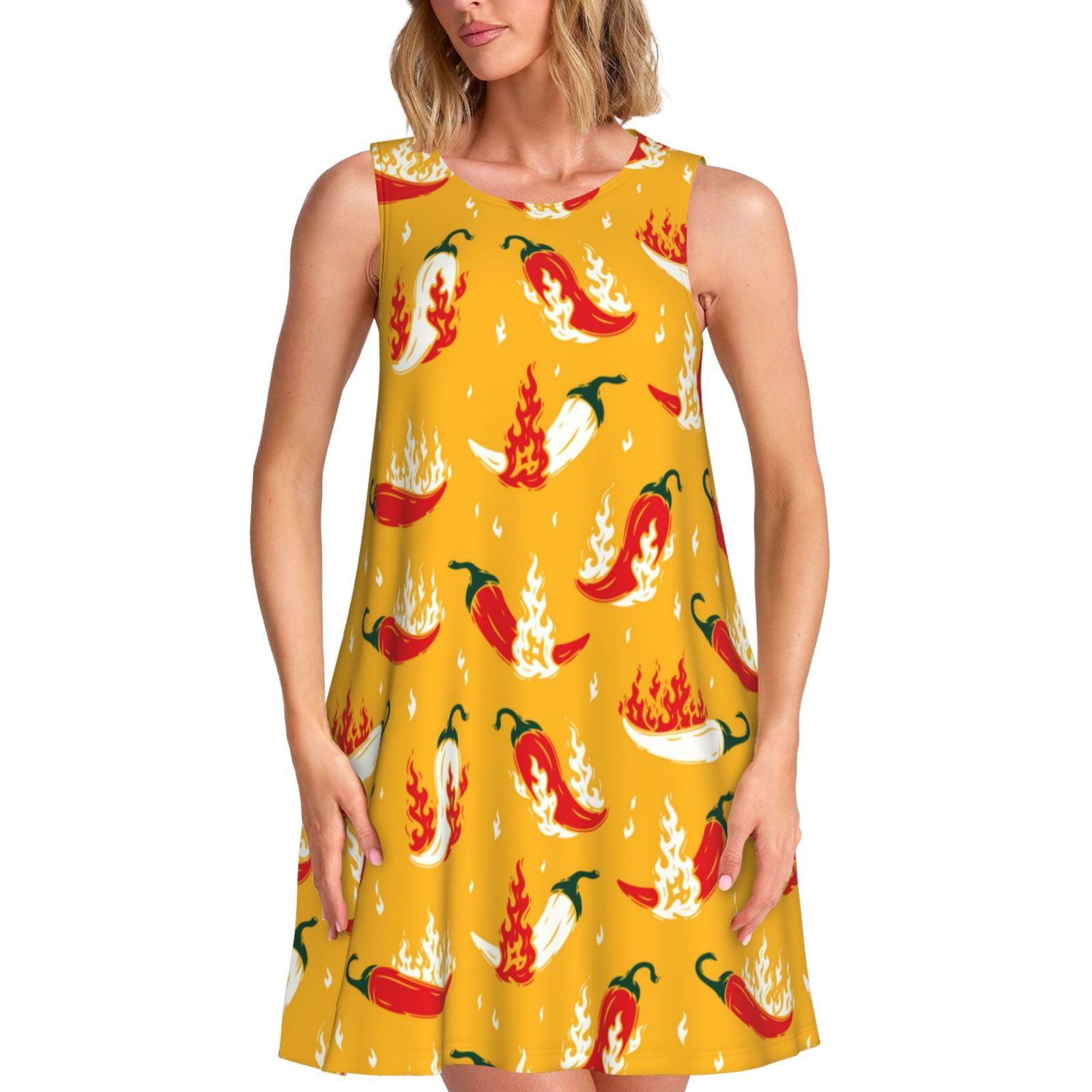 Daiia Hot Chilli Print Women's Dresses 2025 Trendy Short sleeve Dresses ...
