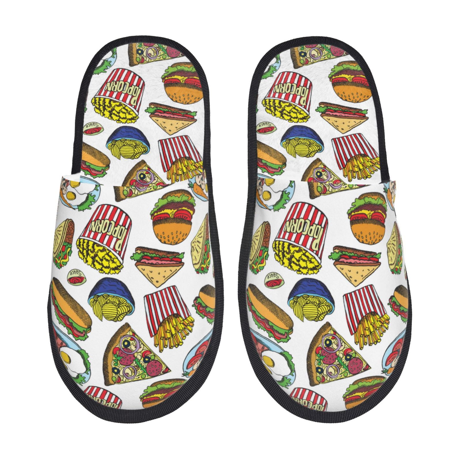 Daiia Hot Dog With One Sausage Pattern Furry Slippers for Women and Men ...