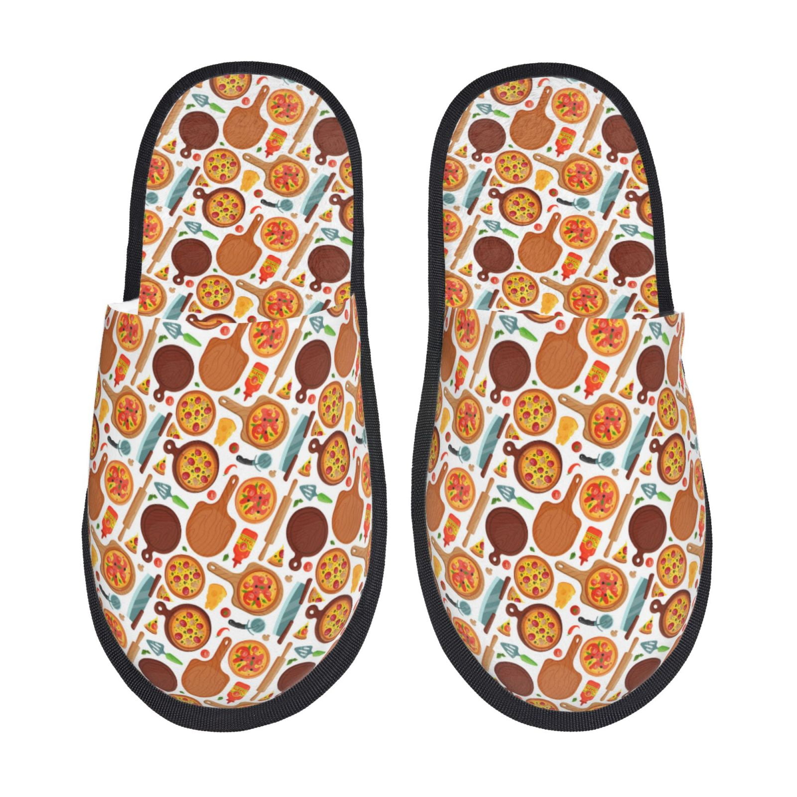 Daiia Hot Fresh Pizza Pattern Furry Slippers for Women and Men, Soft ...