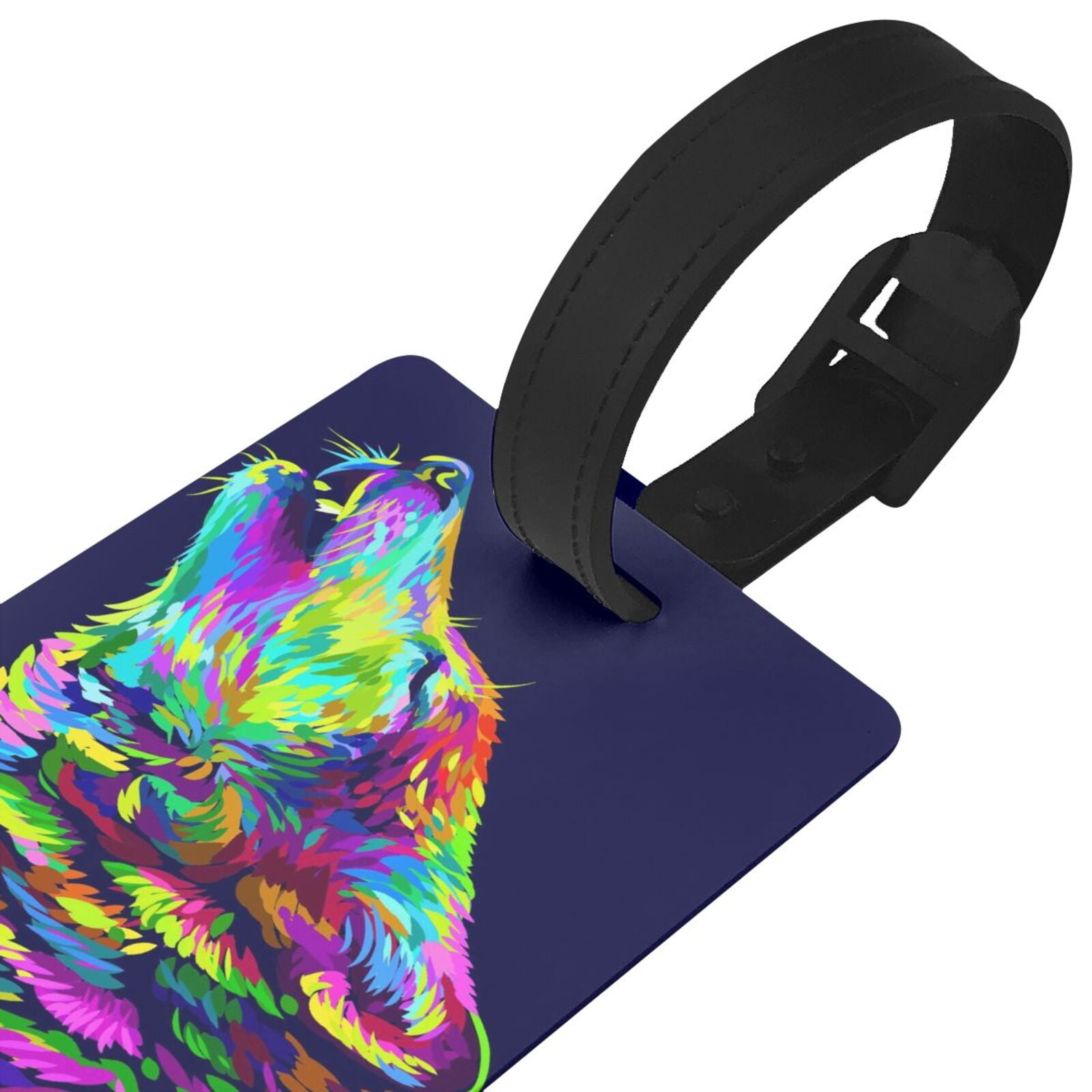 Daiia Howling Wolf Durable Luggage Tags with Secure Strap Travel ID ...