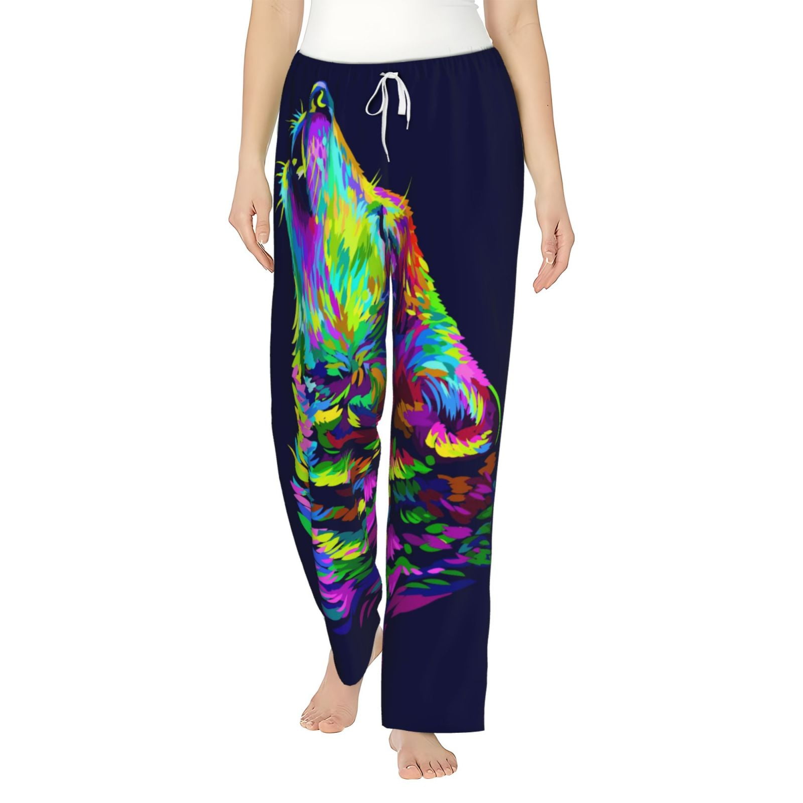 Daiia Howling Wolf Women's Sleep Pant with Pockets and Drawstring ...