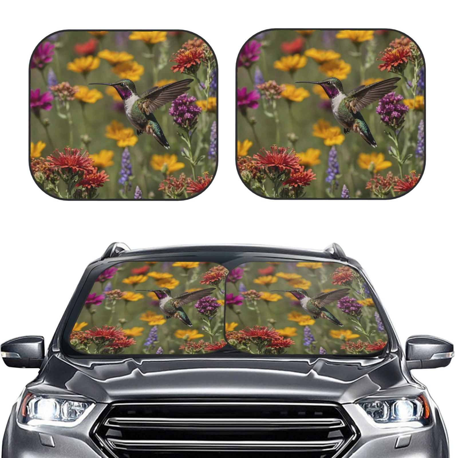 Daiia Humming Bird 2PCS Car Windshield Sun Shade, Foldable Sun Shield ...