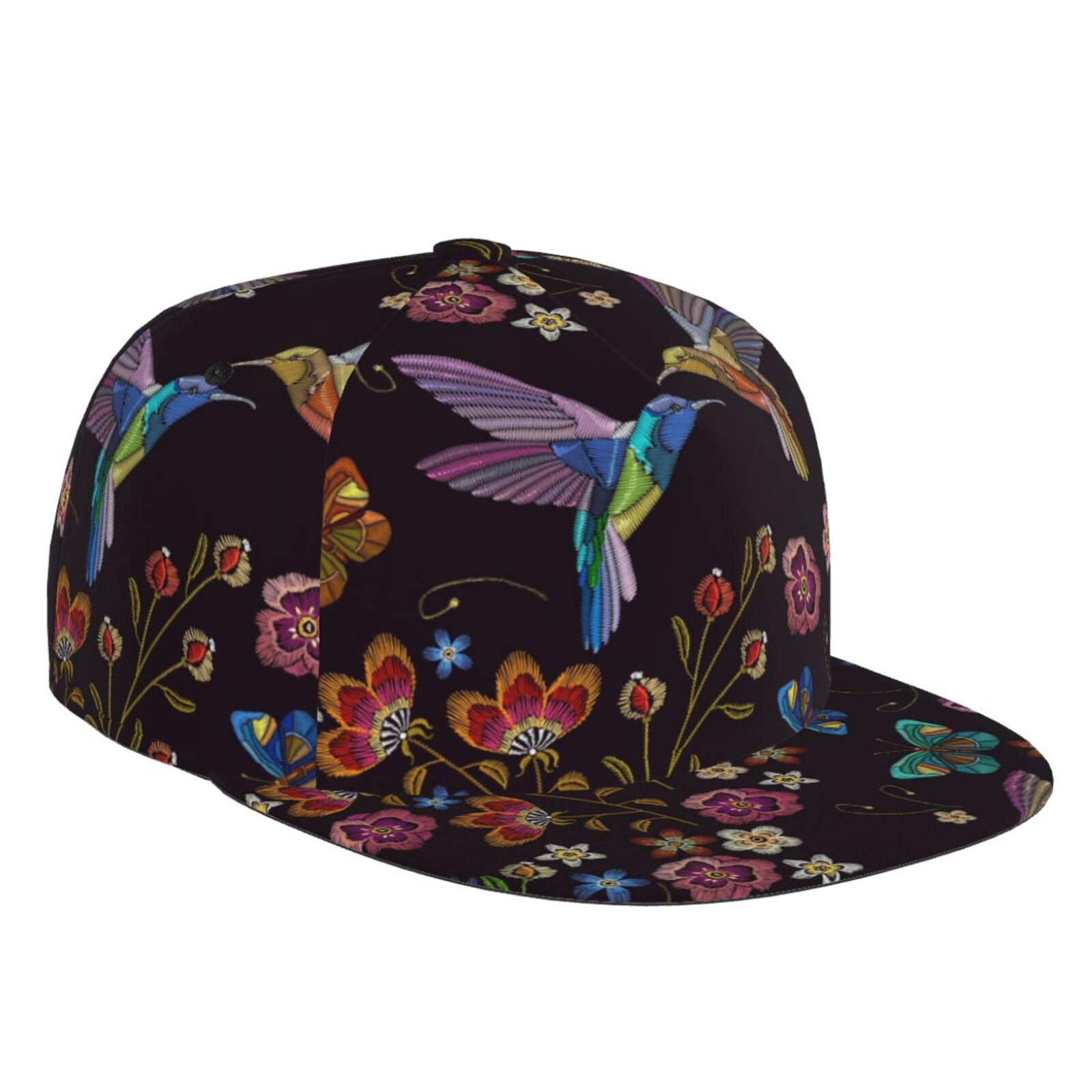 Daiia Humming Bird print Flat Bill Hats Flat Brim Trucker Cap Baseball ...