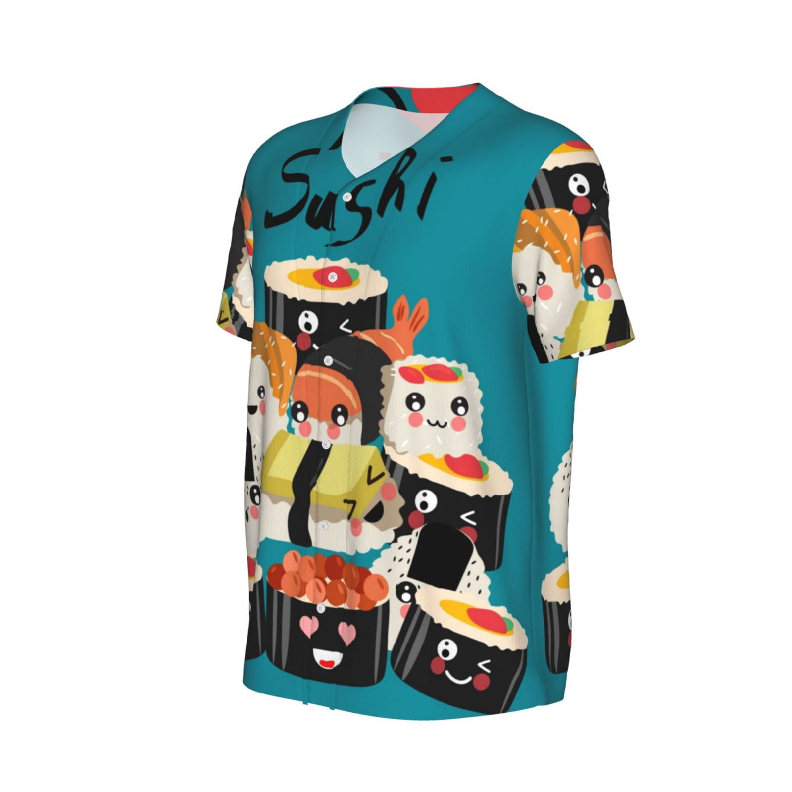 Daiia I Love Sushi Mens Baseball Jersey Button Down Shirts Short Sleeve ...