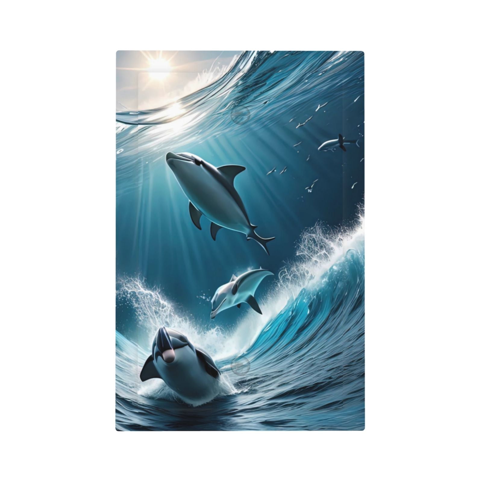 Daiia Ice Blue Ocean Cute Dolphin A Pattern Decorator Wall Plate Child ...