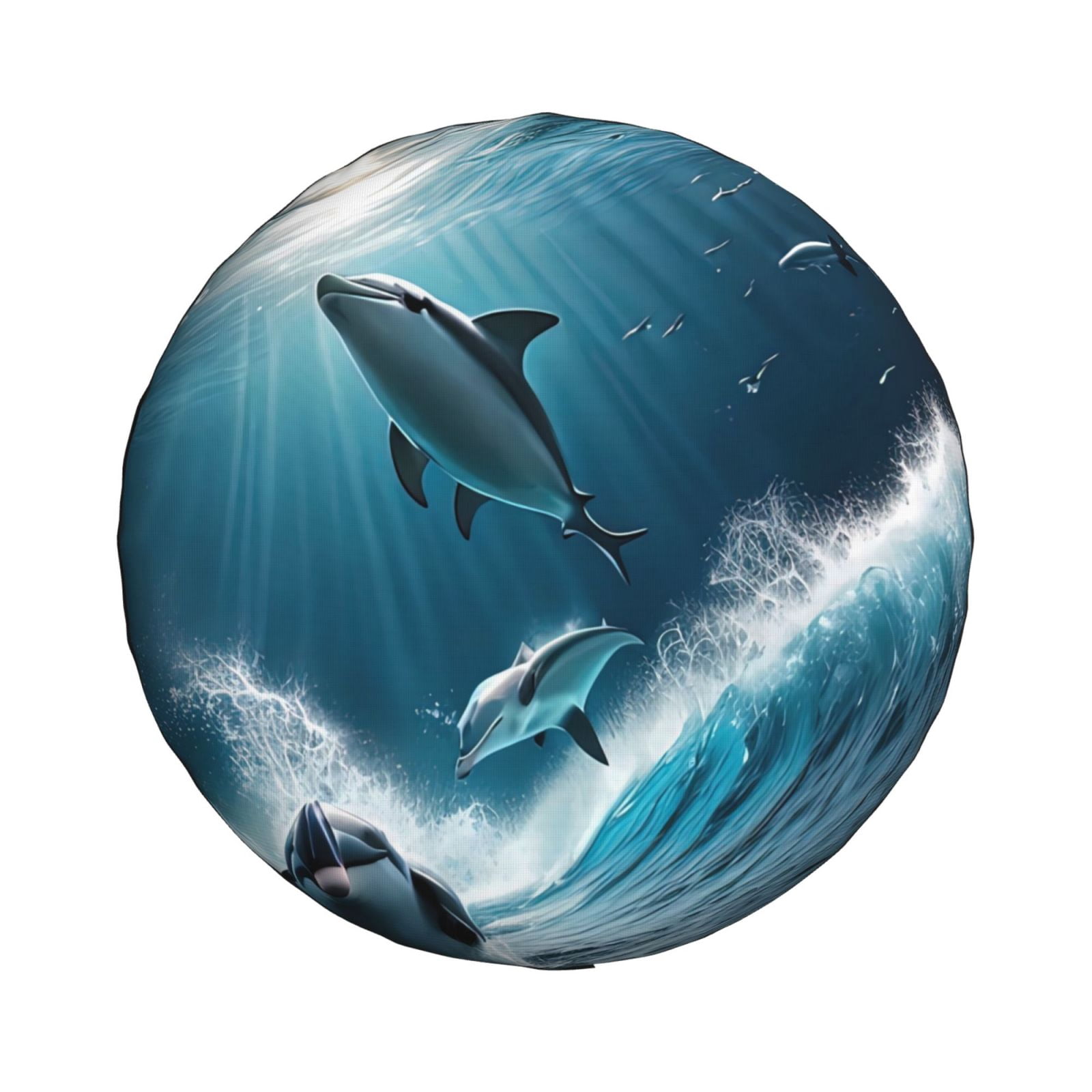 Daiia Ice Blue Ocean Cute Dolphin A Tire Covers , Travel Trailer Camper ...