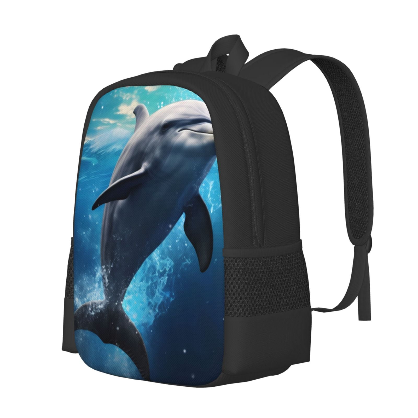 Daiia Ice Blue Ocean Cute Dolphin Backpack for Men and Women -Durable ...
