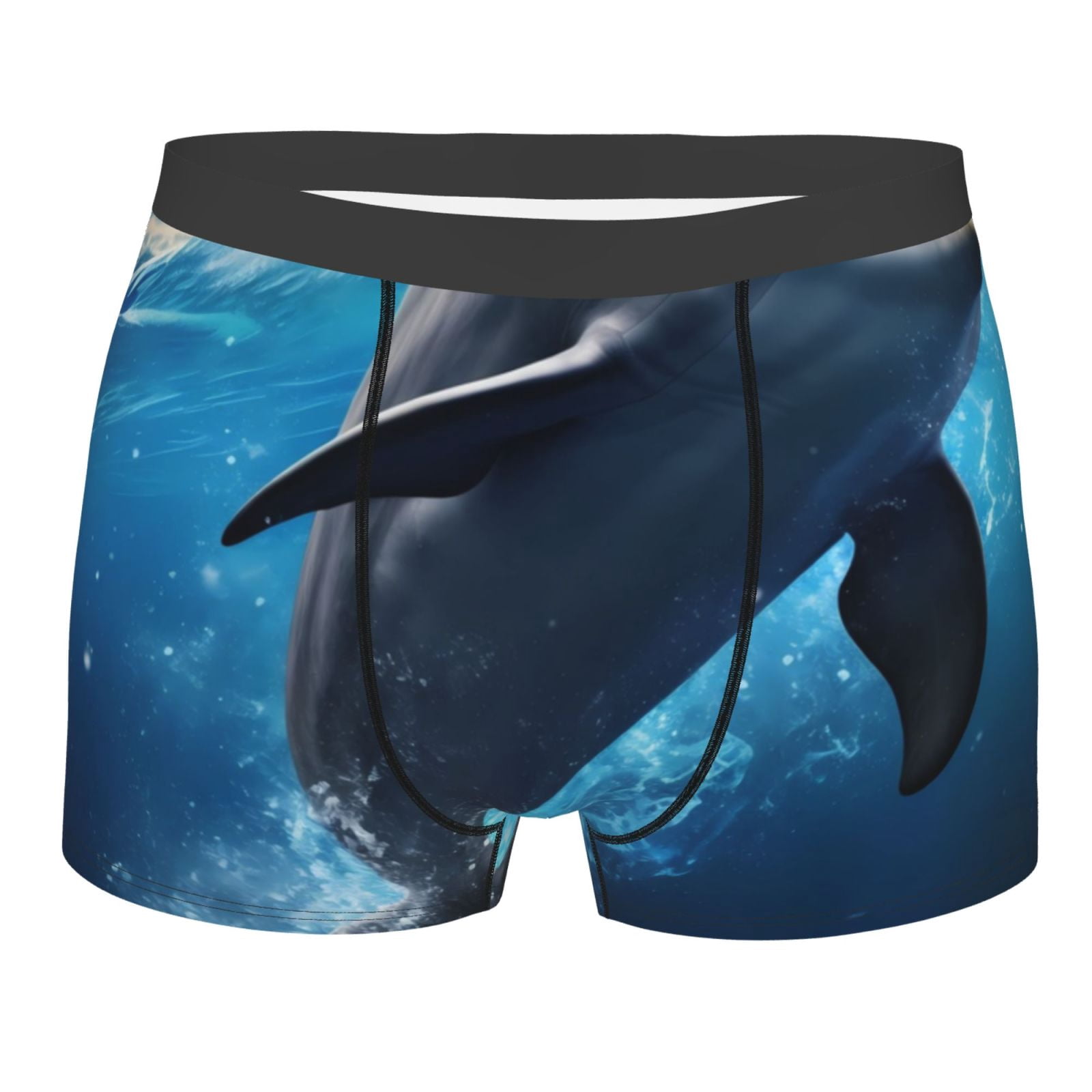 Daiia Ice Blue Ocean Cute Dolphin Men's Underwear Boxer Briefs, Cotton ...
