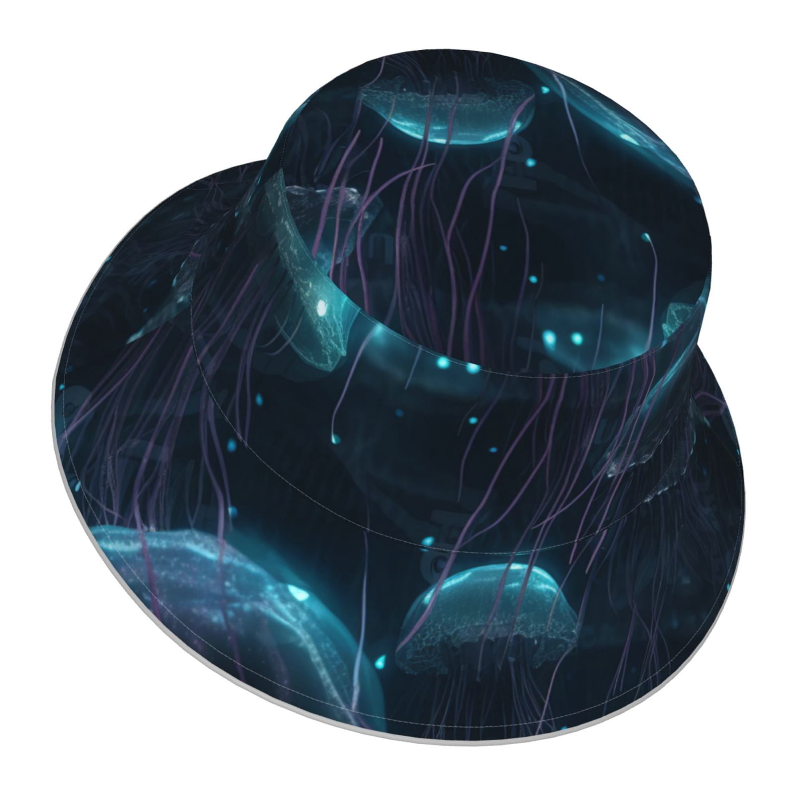Daiia Ice blue light spot jellyfish Pattern Bucket Hat - Trendy Cotton ...