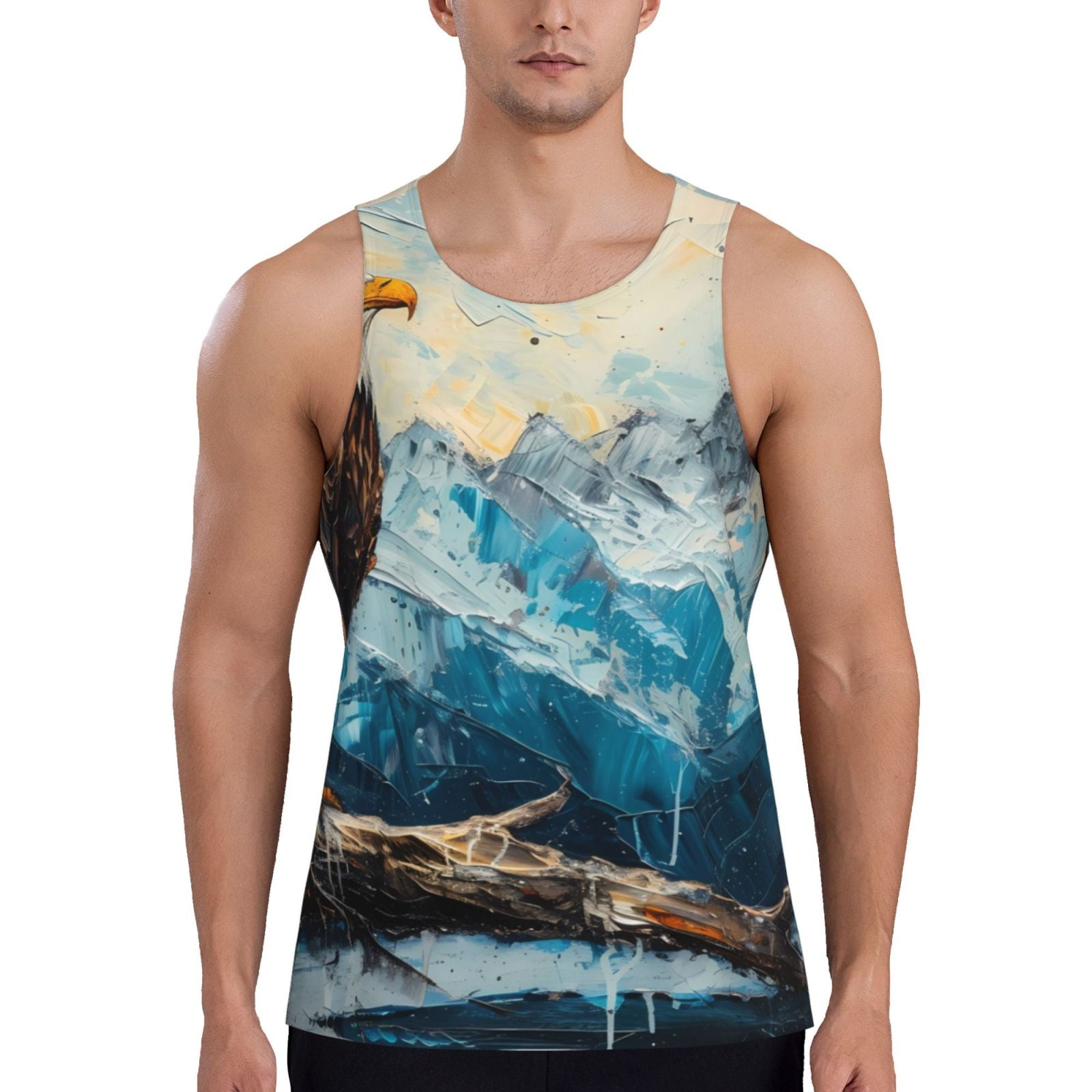 Daiia Iceberg Bald Eagle Printed Men's Quick Dry Fit Muscle Tank Top ...