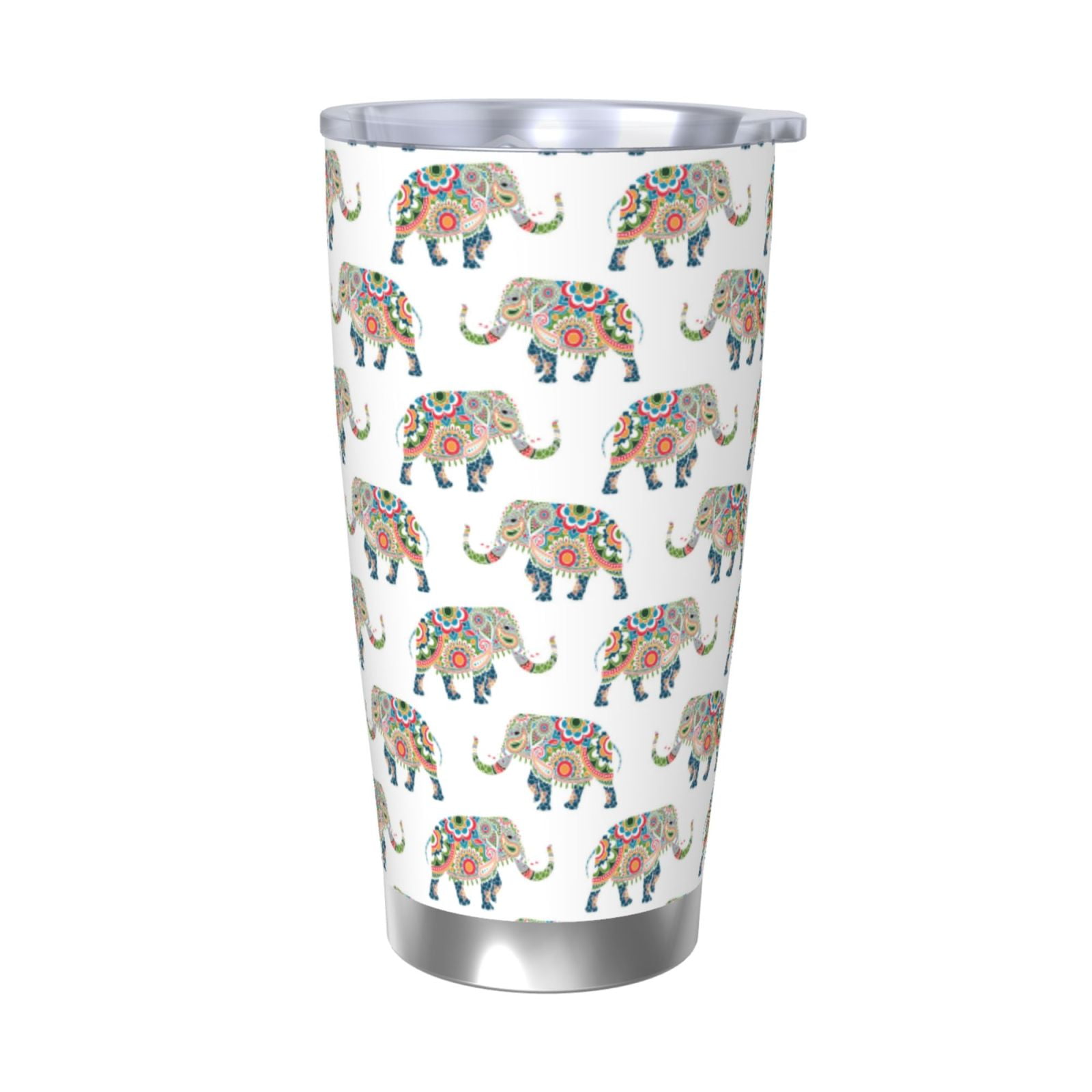 Daiia Indian Elephant Printed 20oz Insulated Coffee Cup with Straw ...