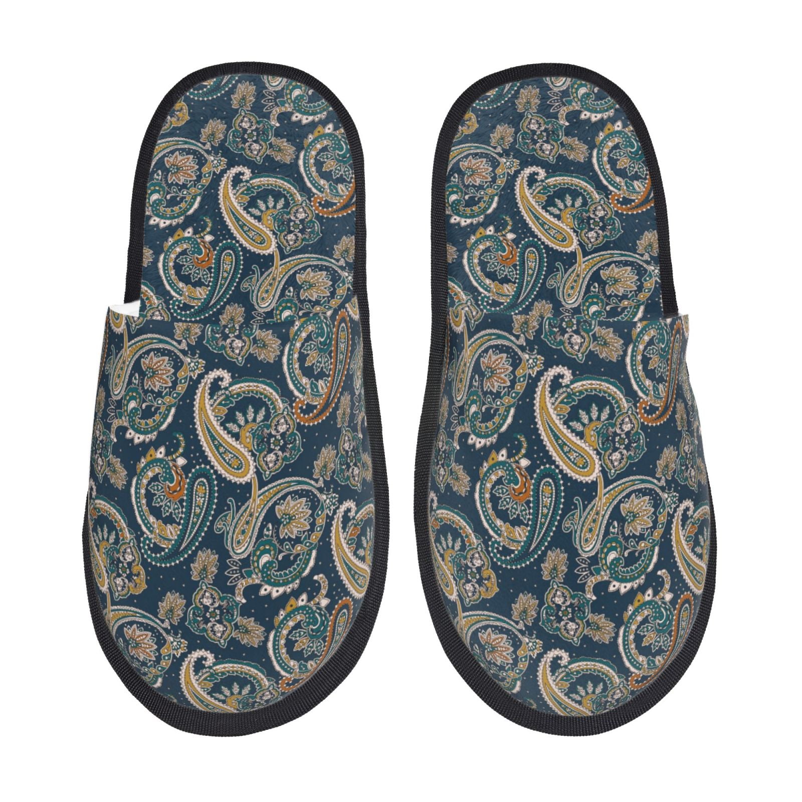 Daiia Indian Paisley 2 Pattern Furry Slippers for Women and Men, Soft ...