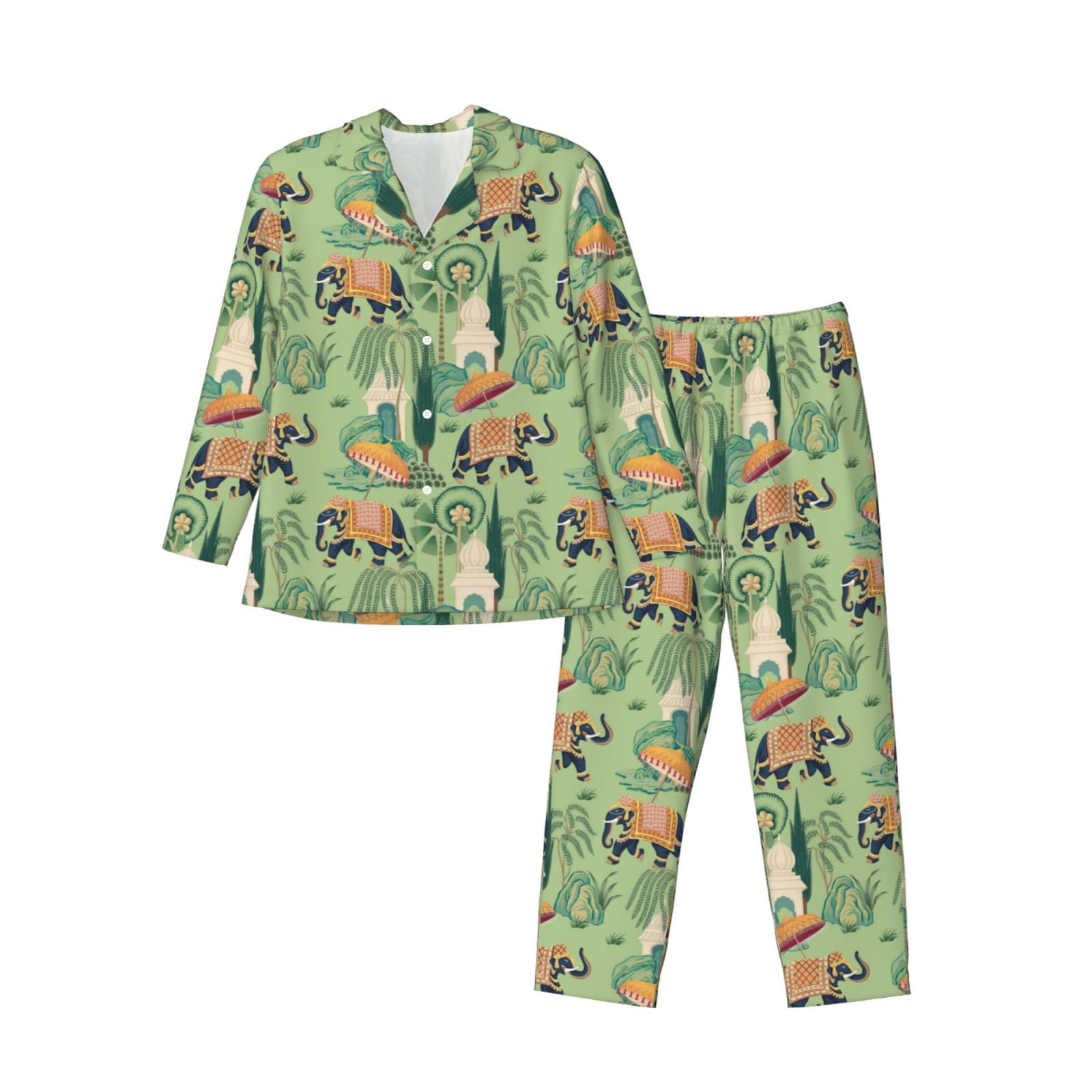 Daiia Indian elephant for Men's Long-Sleeved Pajama Set – Soft ...
