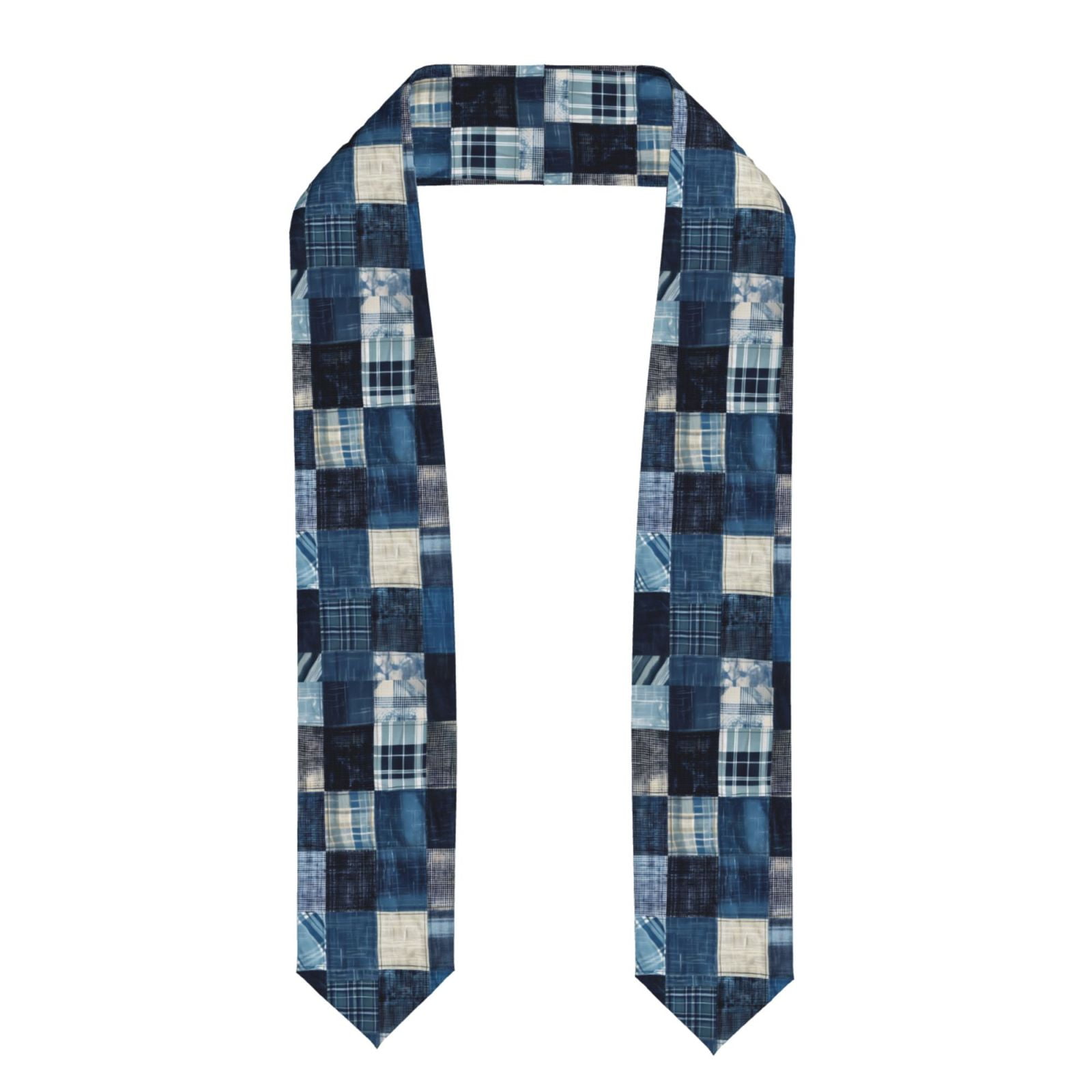 Daiia Indigo Patchwork Quilt Pattern Graduation Shawl Stole – Satin ...