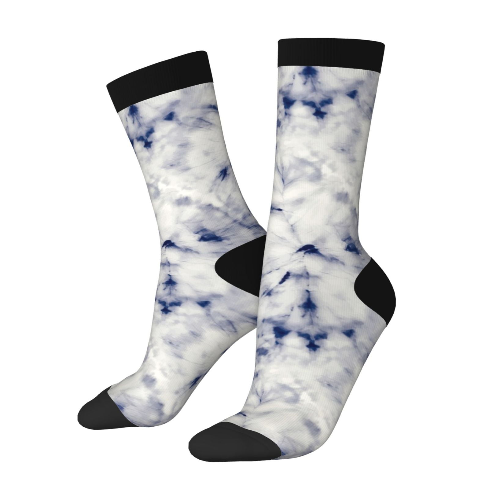 Daiia Indigo Tie Dye Print Crew Socks – Soft Breathable Long Socks for ...