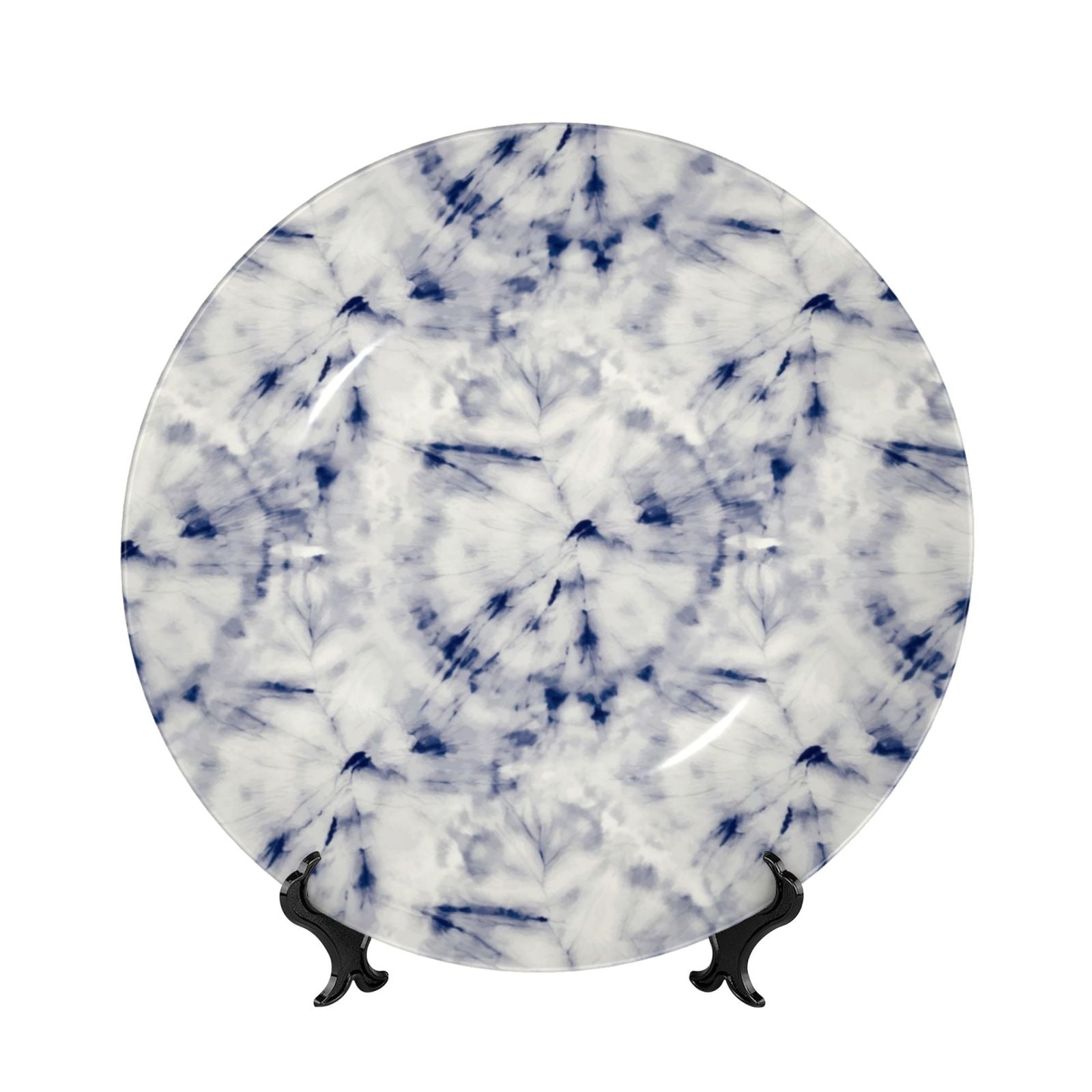 Daiia Indigo Tie Dye Printed Pattern Ceramic Plate Dinner Plates Bone ...