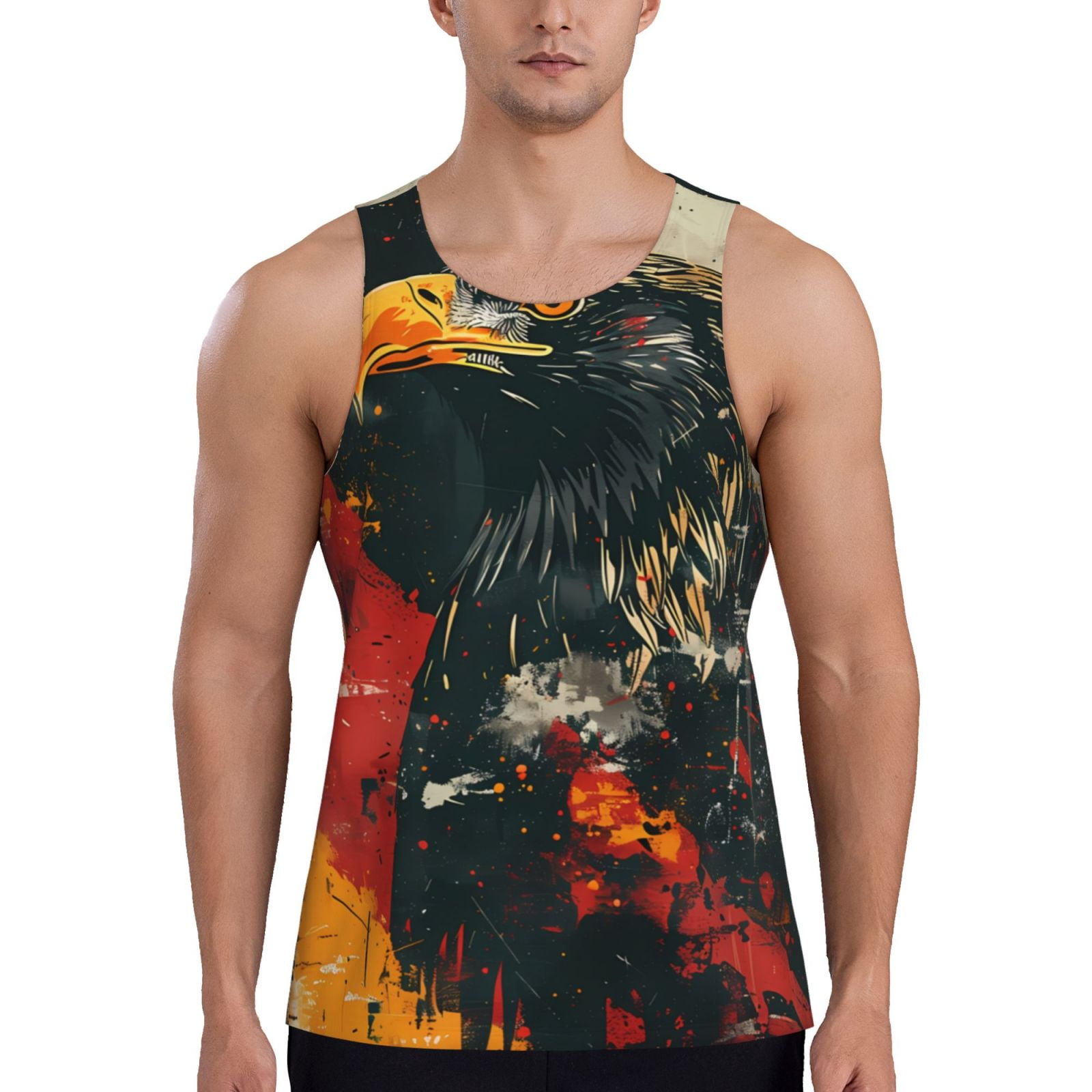 Daiia Ink Style Bald Eagle Printed Men's Quick Dry Fit Muscle Tank Top ...