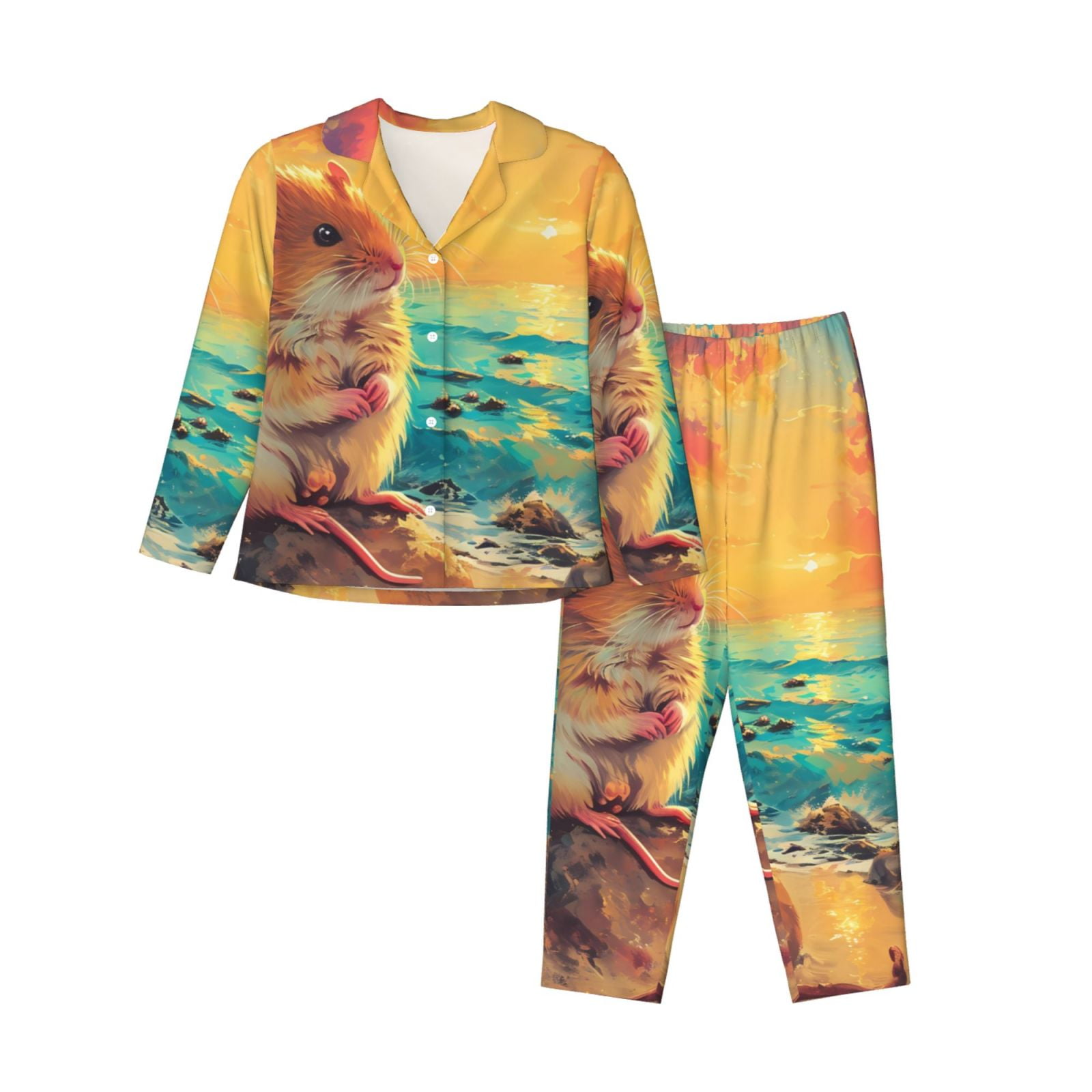 Daiia Island Beach Guinea Pig for Women's Long-Sleeved Pajama Set ...