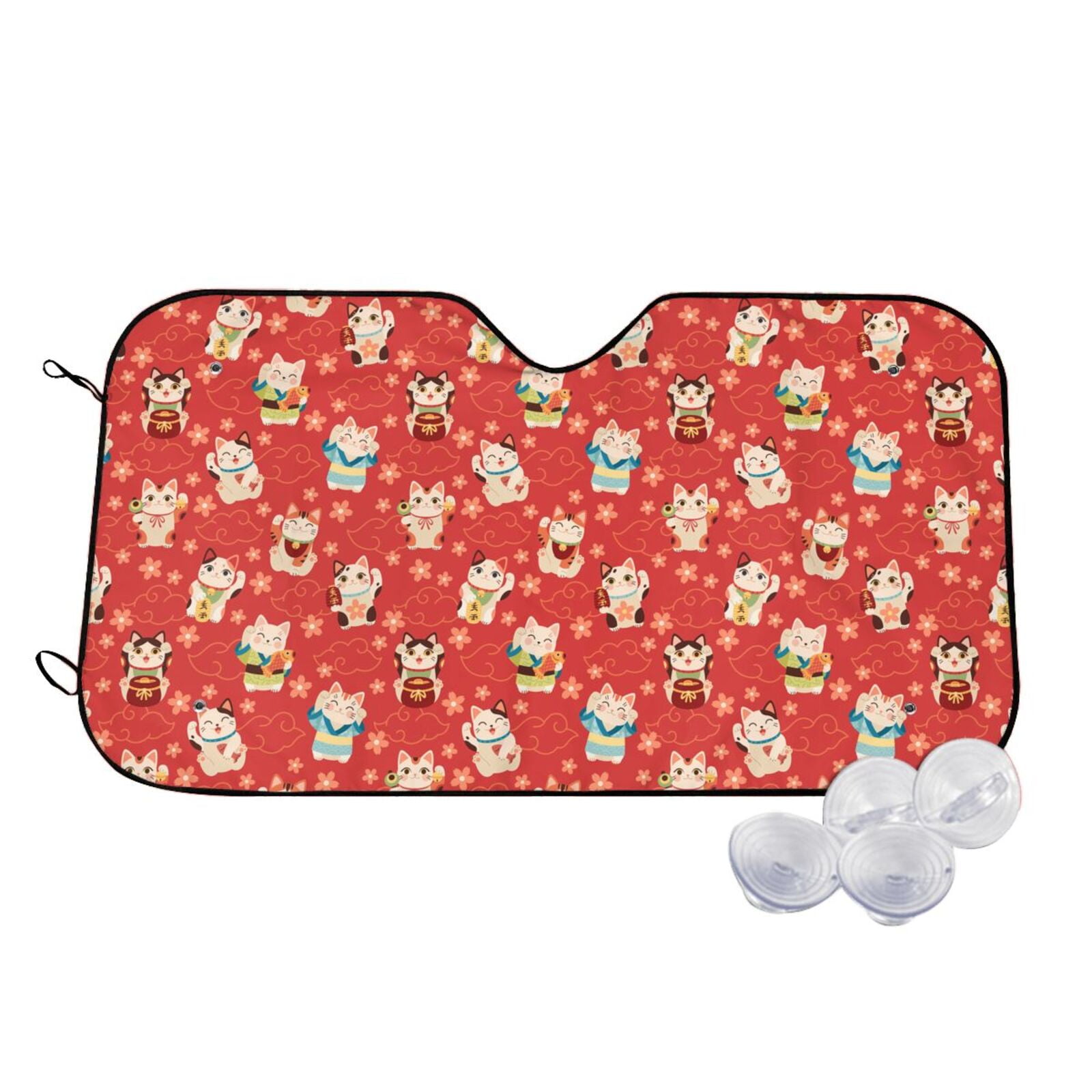 Daiia Japanese Maneki Cats Windshield Sun Shade for Car SUV Truck ...