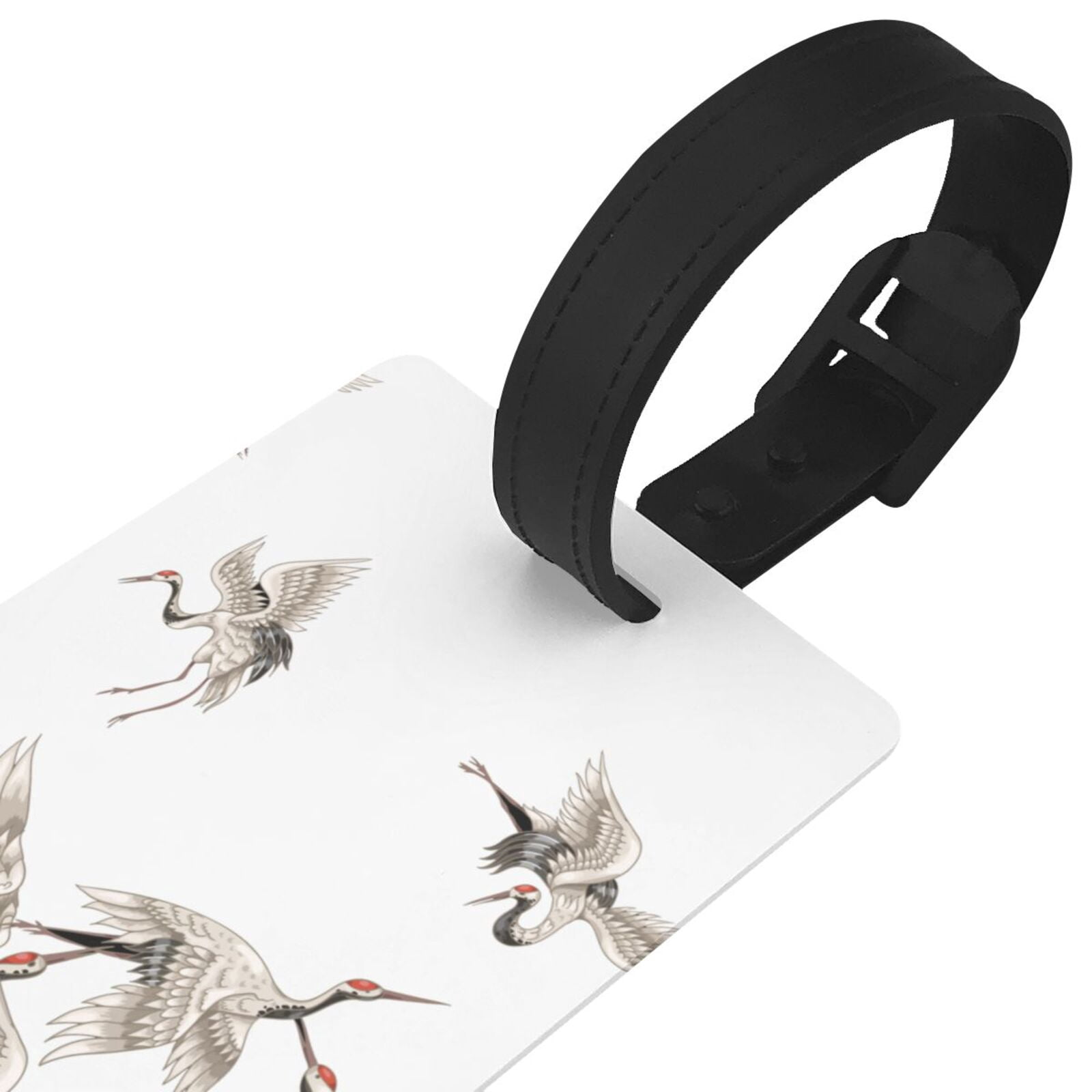 Daiia Japanese White Cranes Durable Luggage Tags with Secure Strap ...