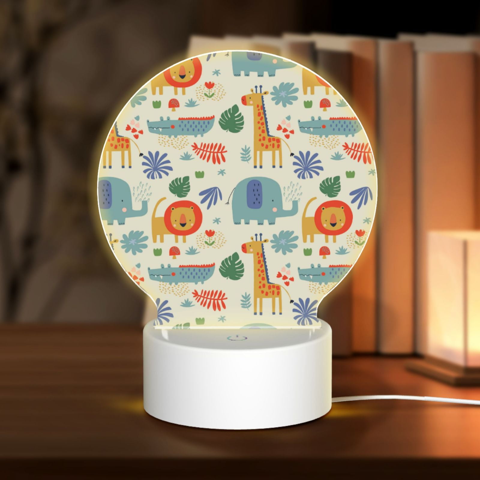 Daiia Jungle Animals Pattern Acrylic Night Light, LED Touch Light ...