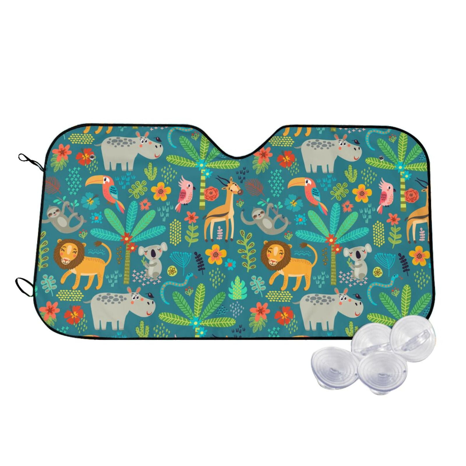 Daiia Jungle Animals Windshield Sun Shade for Car SUV Truck (Small ...