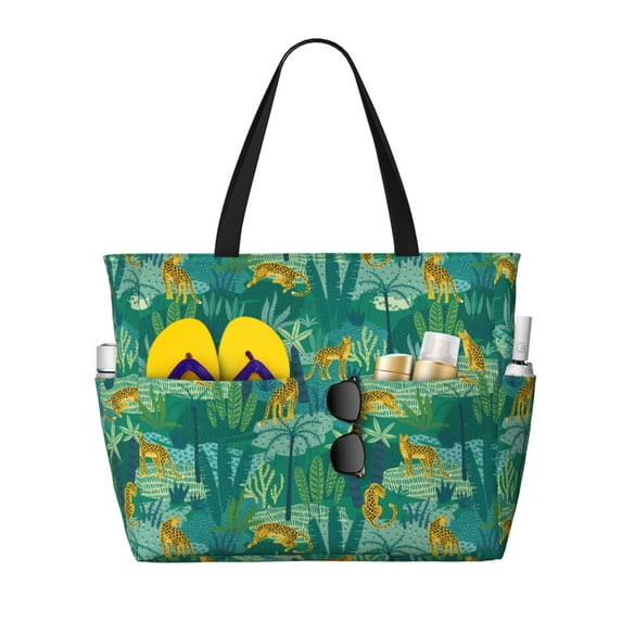 Daiia Jungle Leopard Beach Travel Bag - Water-Resistant Beach Bag ...