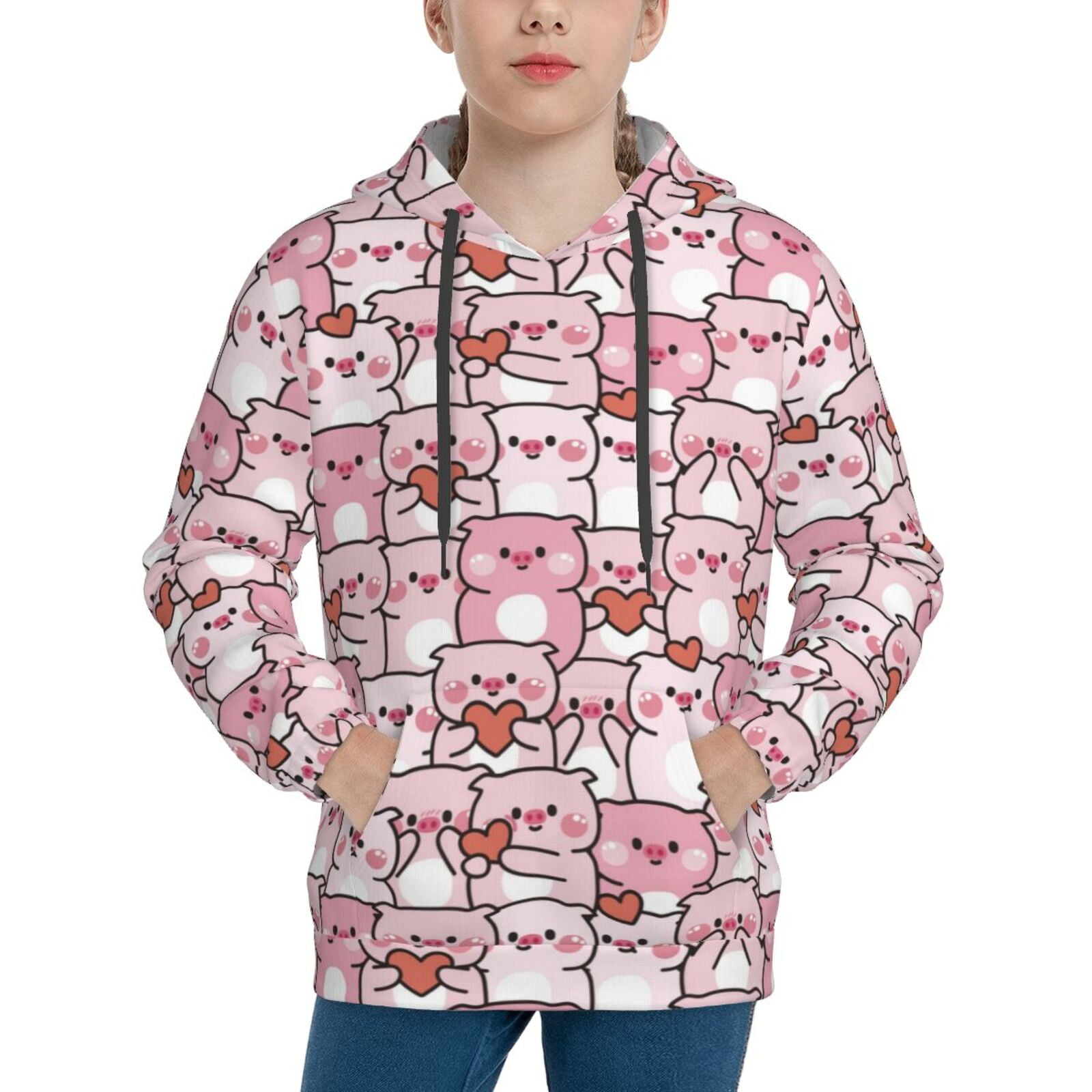 Daiia Kawaii Pig for Boys Fashion Hoodies & Sweatshirts with Kangaroo ...