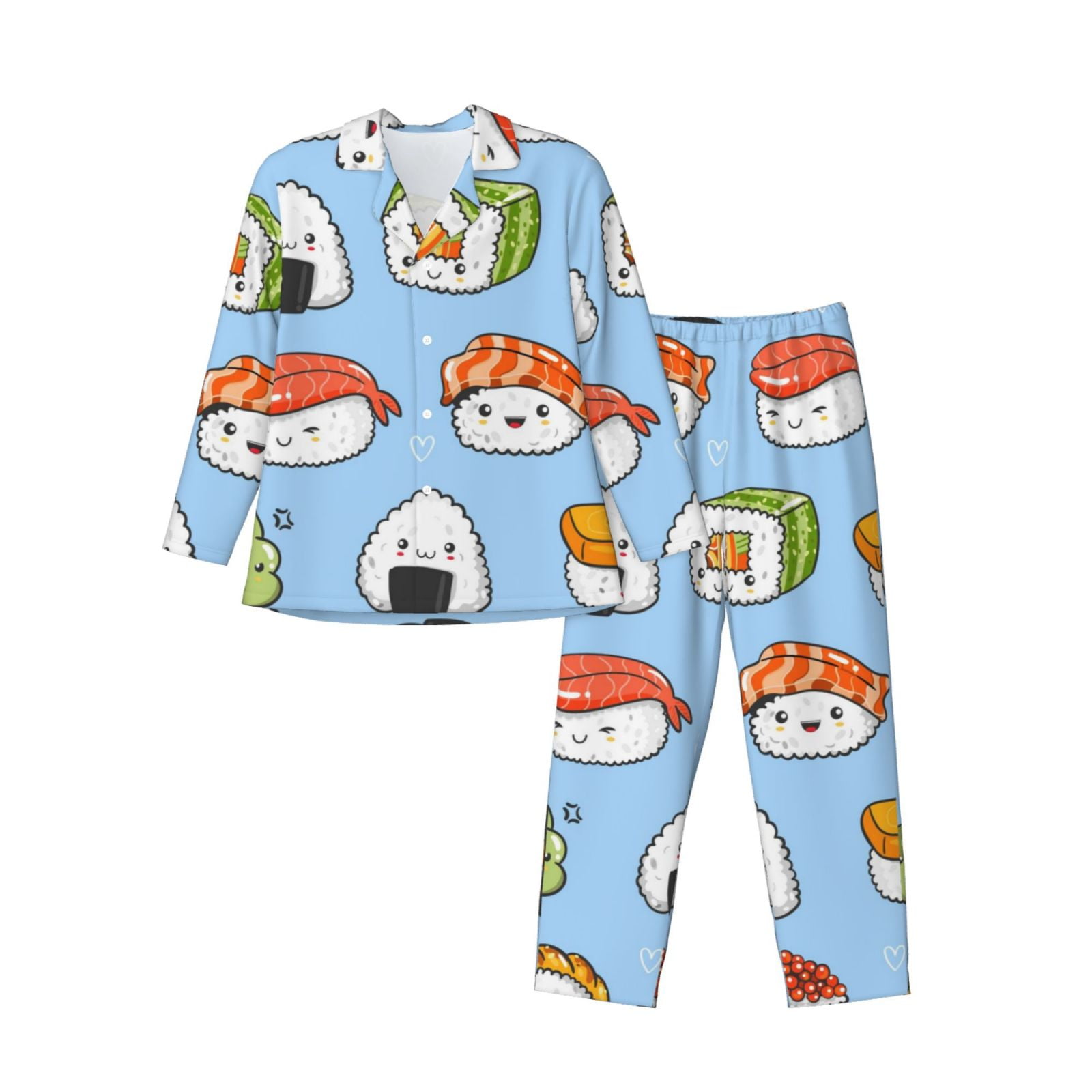Daiia Kawaii Sushi for Men's Long-Sleeved Pajama Set – Soft ...