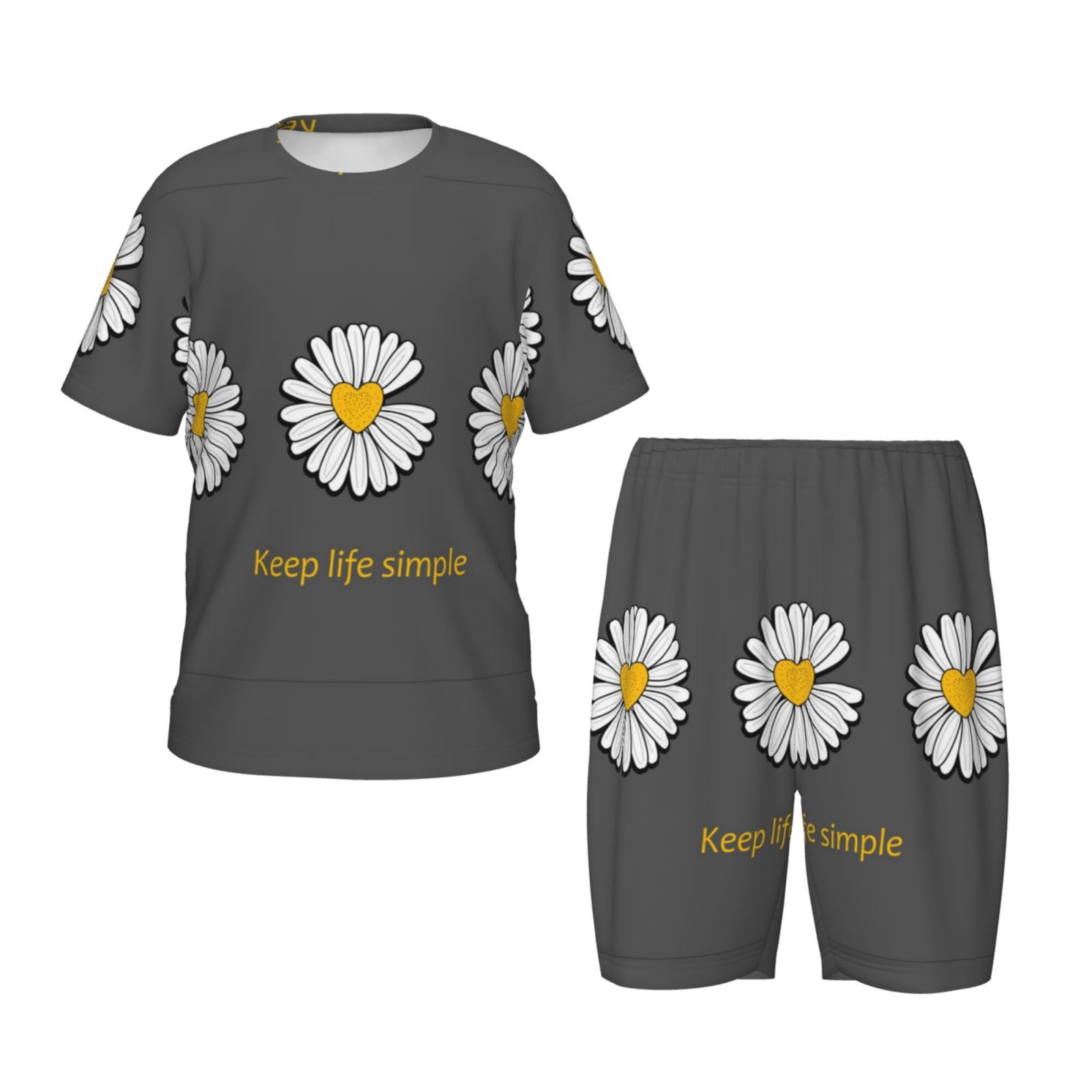 Daiia Keep Life Simple Daisy Flower Print Children’s Cotton Pajama Set ...