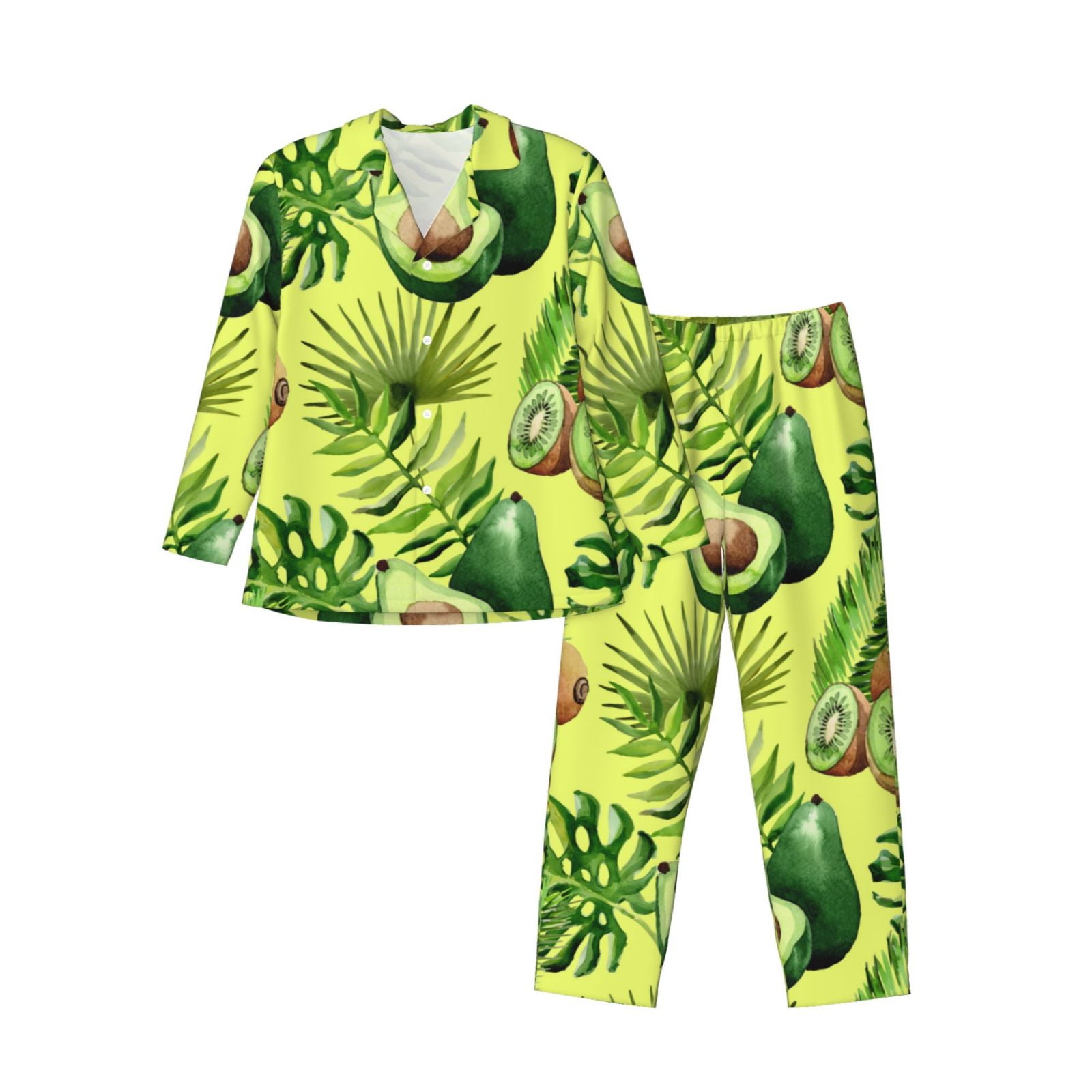 Daiia Kiwi and Avocado for Men's Long-Sleeved Pajama Set – Soft ...